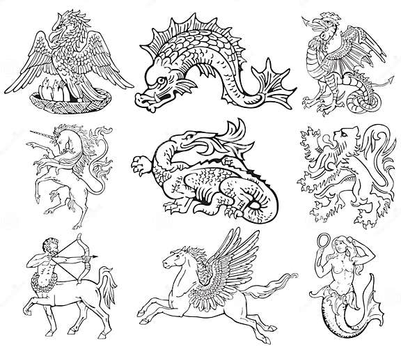 Heraldic monsters vol VII stock vector. Illustration of chimera - 21822967