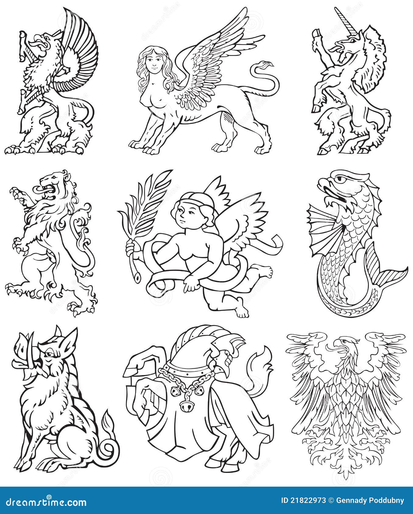 Heraldic monsters vol VIII stock vector. Illustration of horse - 21822973