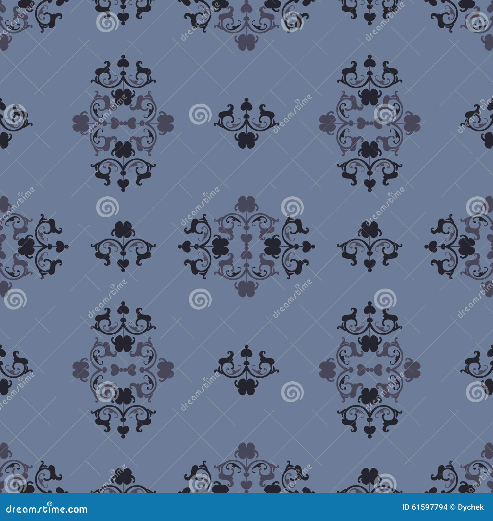 Heraldic Pattern in Blue Color. Stock Vector - Illustration of seamless ...