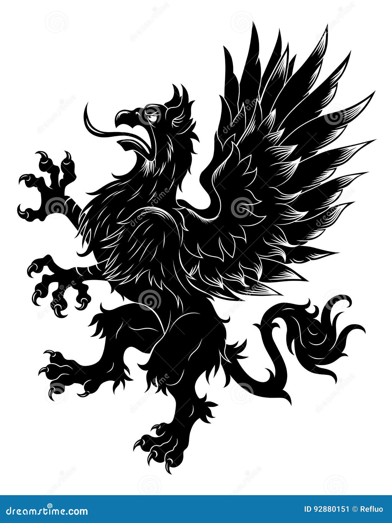 Gryphon Rampant Griffon Coat Of Arms Crest Mascot Vector Illustration ...