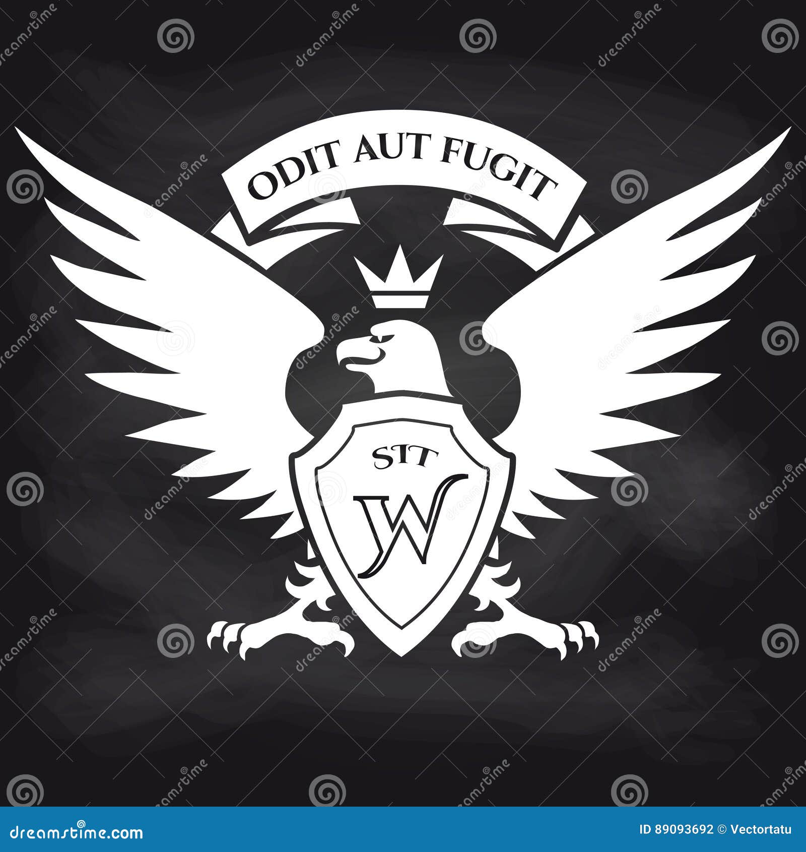 Royal Eagle Or Hawk Bird And King Crown Silhouette Black And White ...