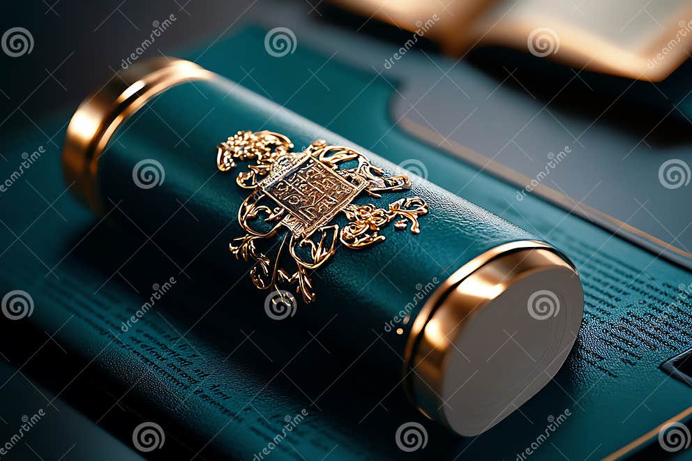 Heraldic Scroll, Ancient Script, Family Motto Unrolls Beneath the ...