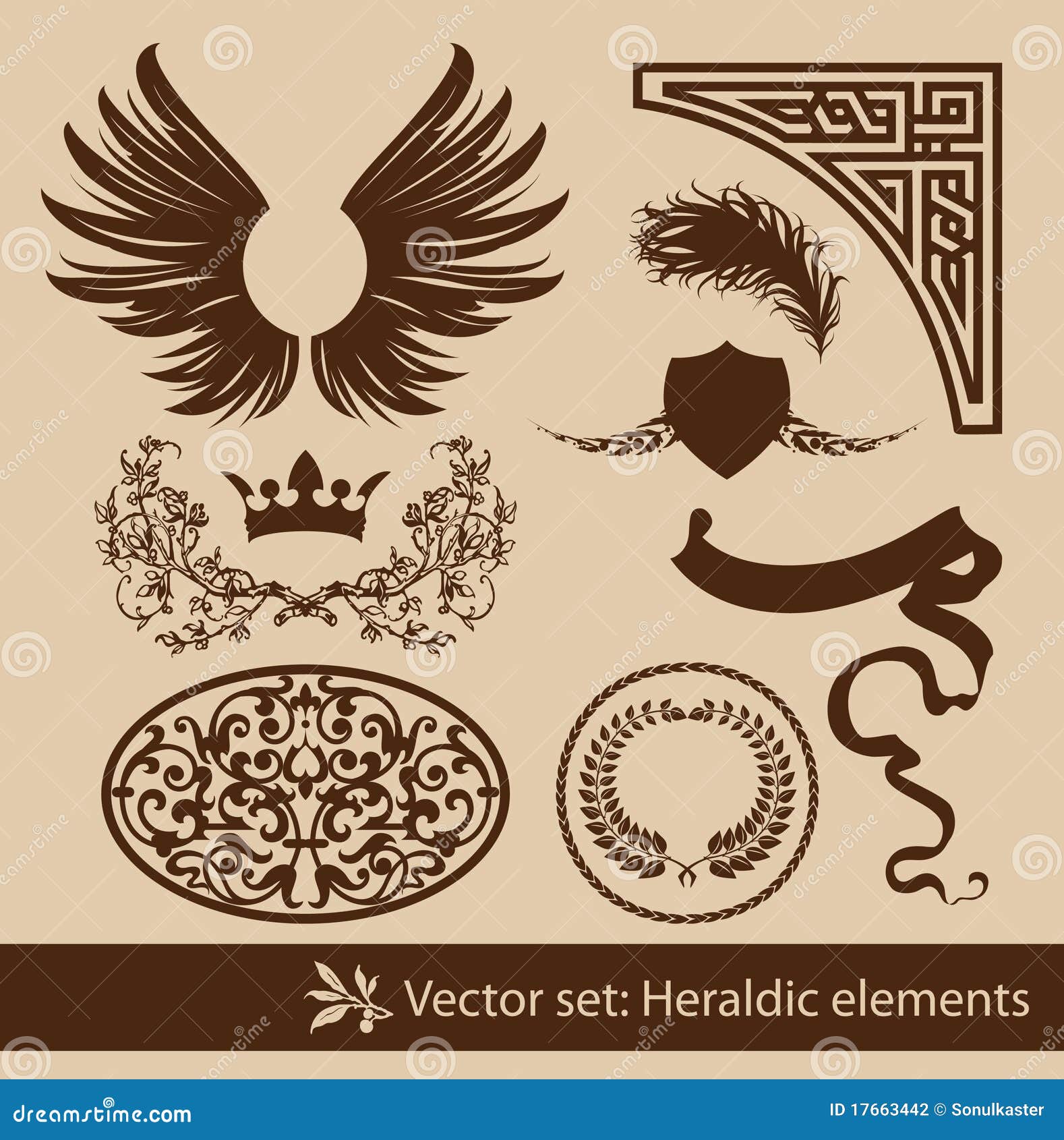 Heraldic set stock vector. Illustration of banner, gold - 17663442
