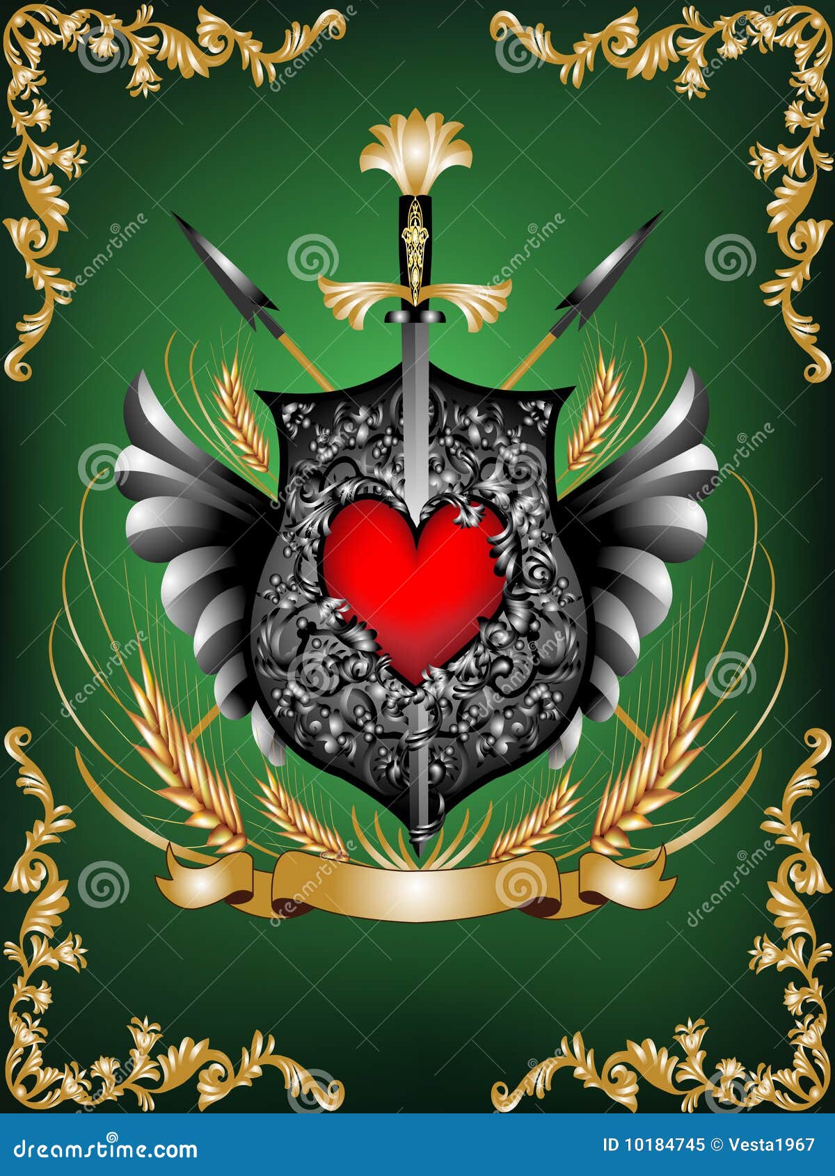 Heraldic shield stock vector. Illustration of style, sword - 10184745