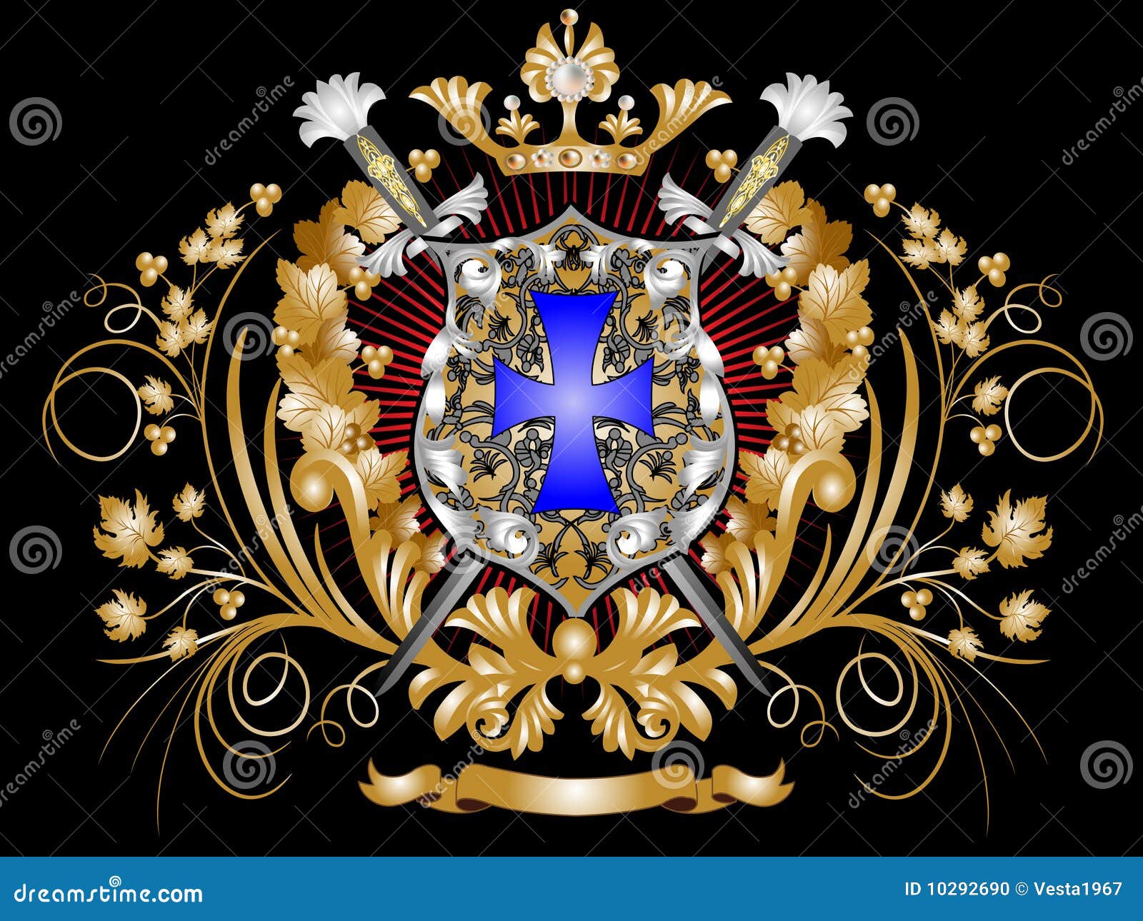Heraldic shield stock vector. Illustration of military - 10292690