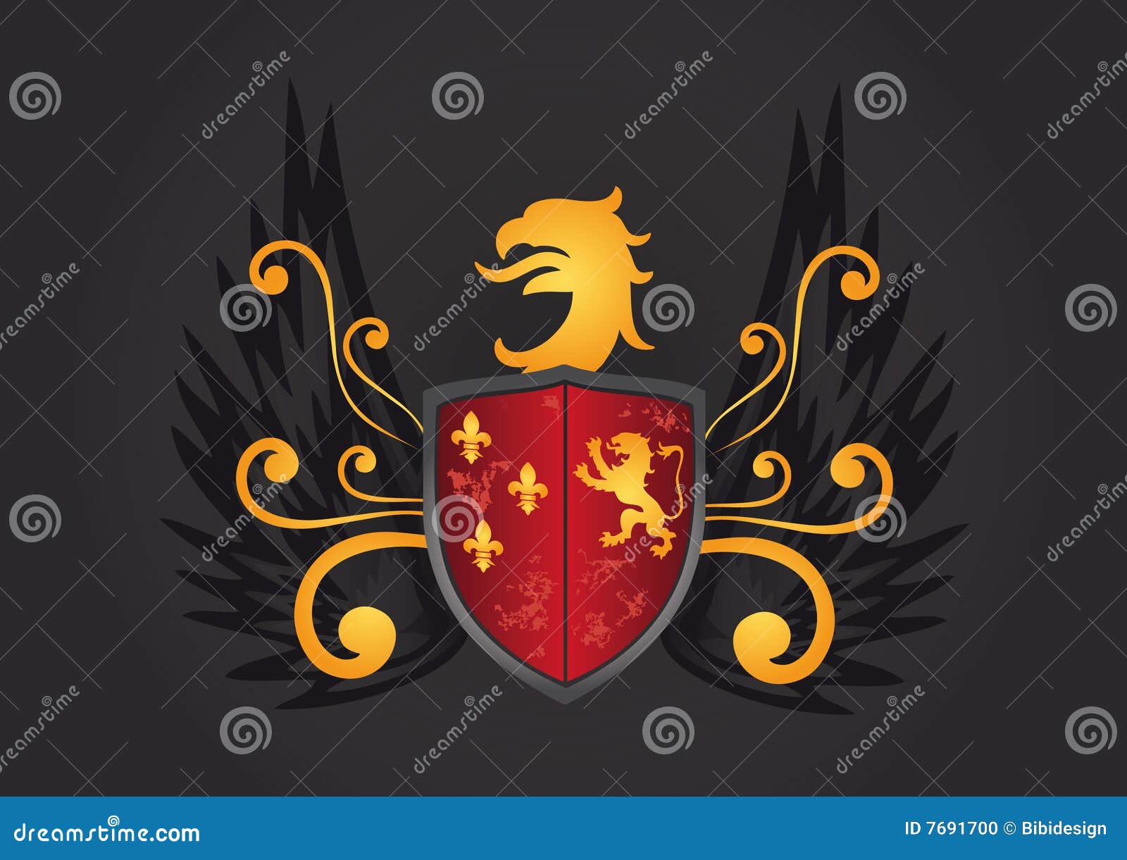Heraldic Shield stock vector. Illustration of dirty, ornament - 7691700