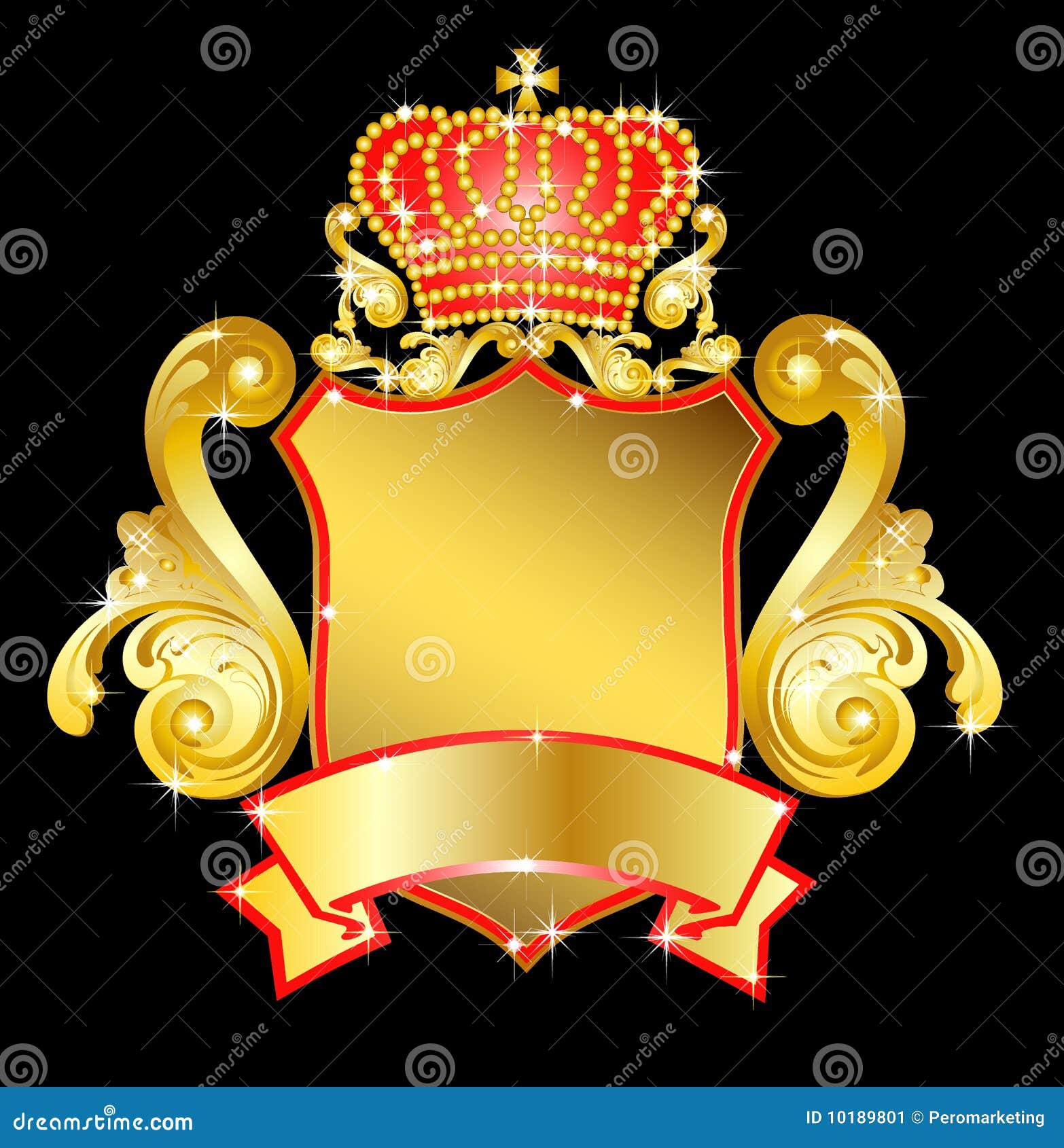 Heraldic shield with crown stock illustration. Illustration of roll ...