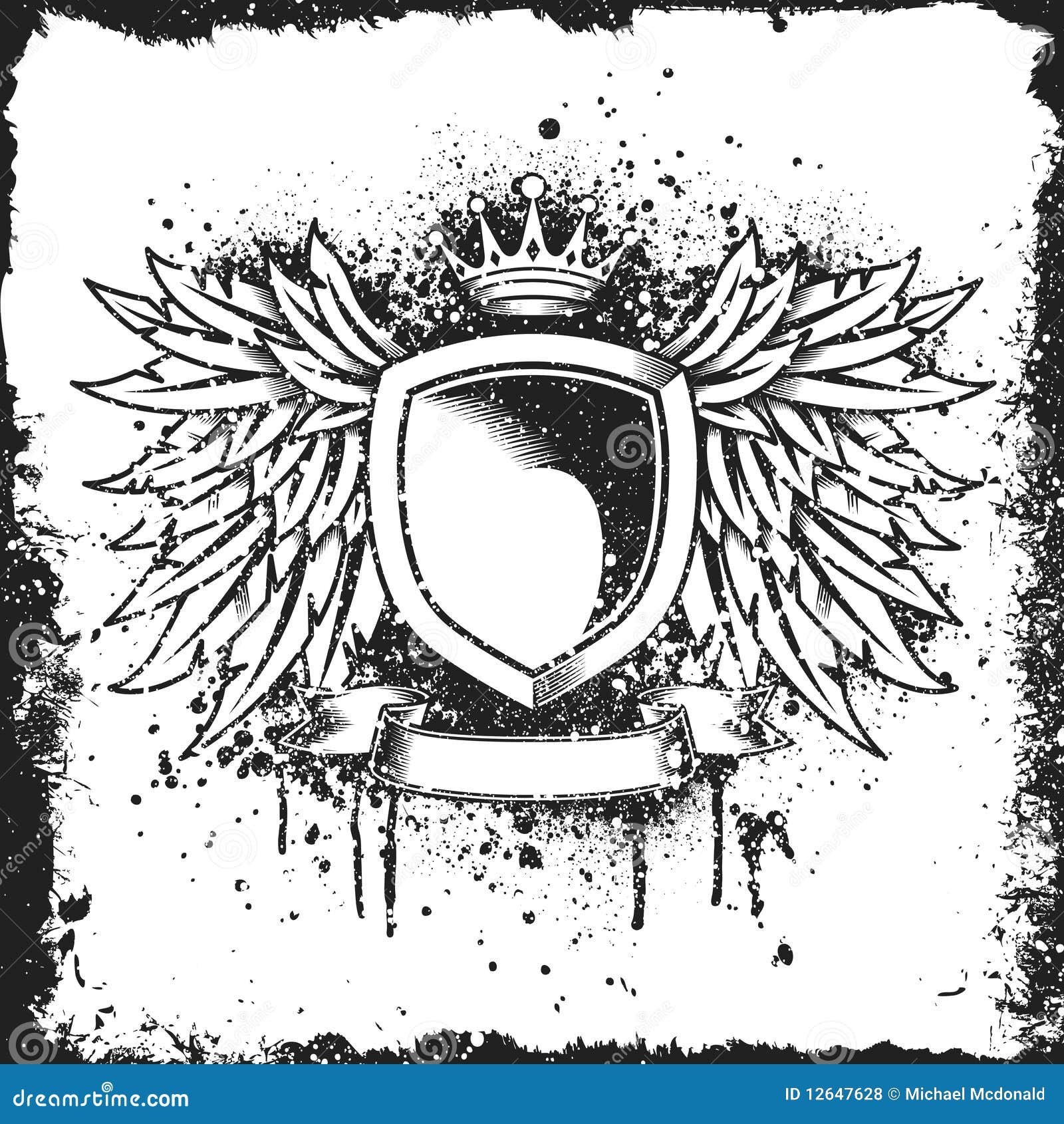 Heraldic shield design stock vector. Illustration of brush - 12647628