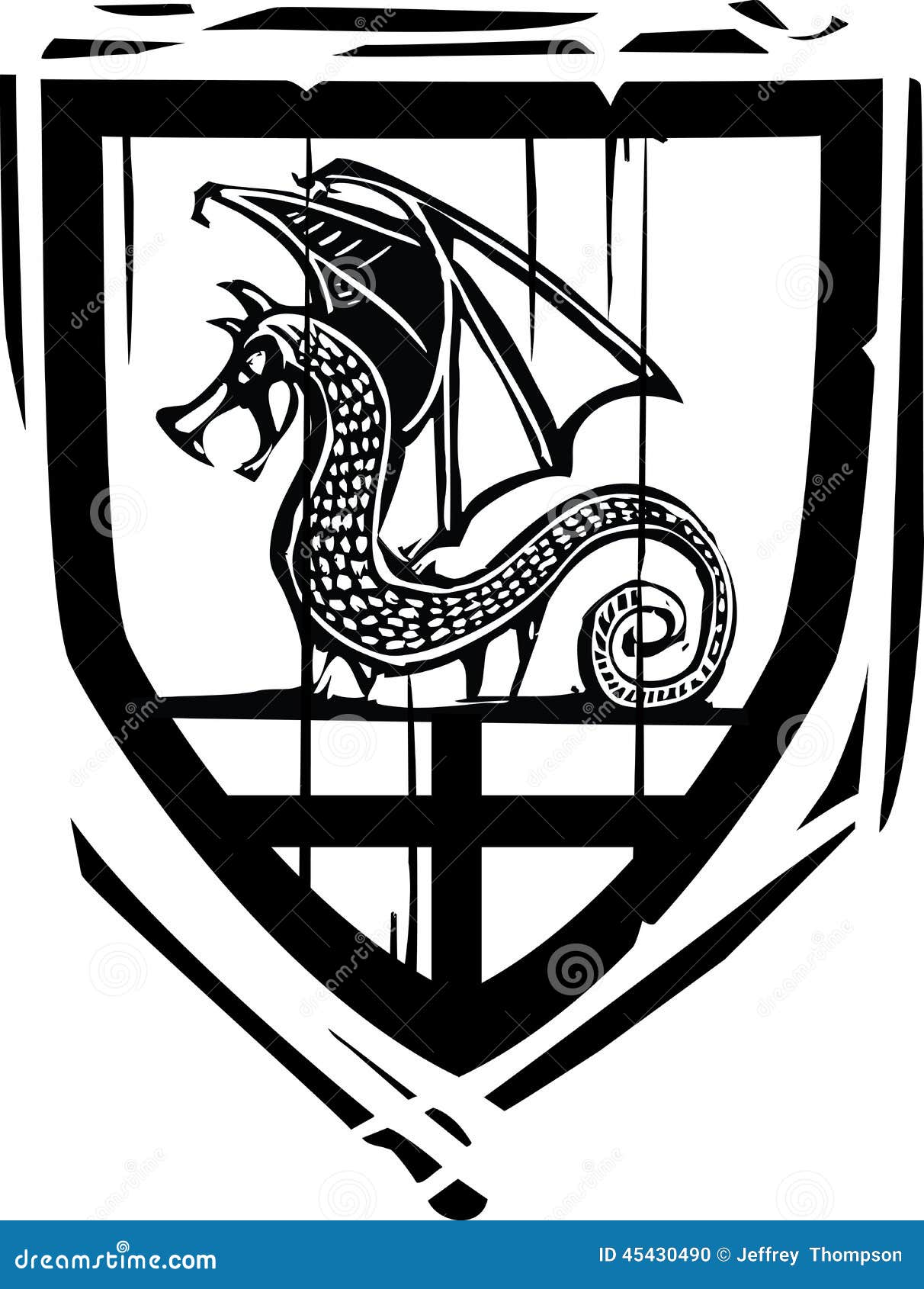 Heraldic Shield Dragon stock vector. Illustration of heraldic - 45430490
