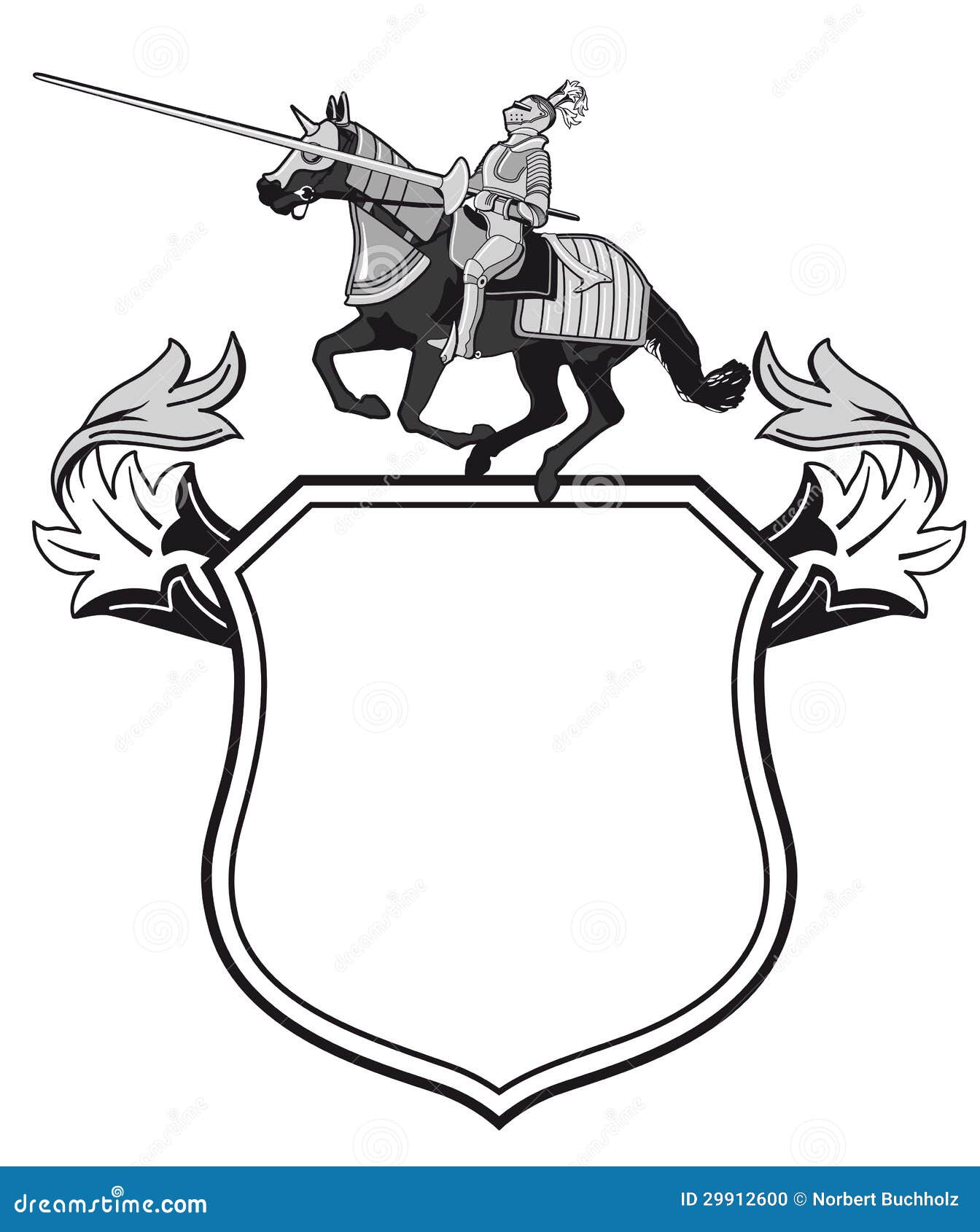 Heraldic knights shield stock vector. Illustration of isolated - 29912600