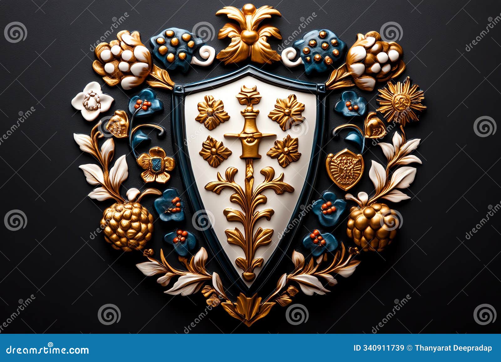 Heraldic Shield, Quartered Sections, Family Emblems Divide the History ...