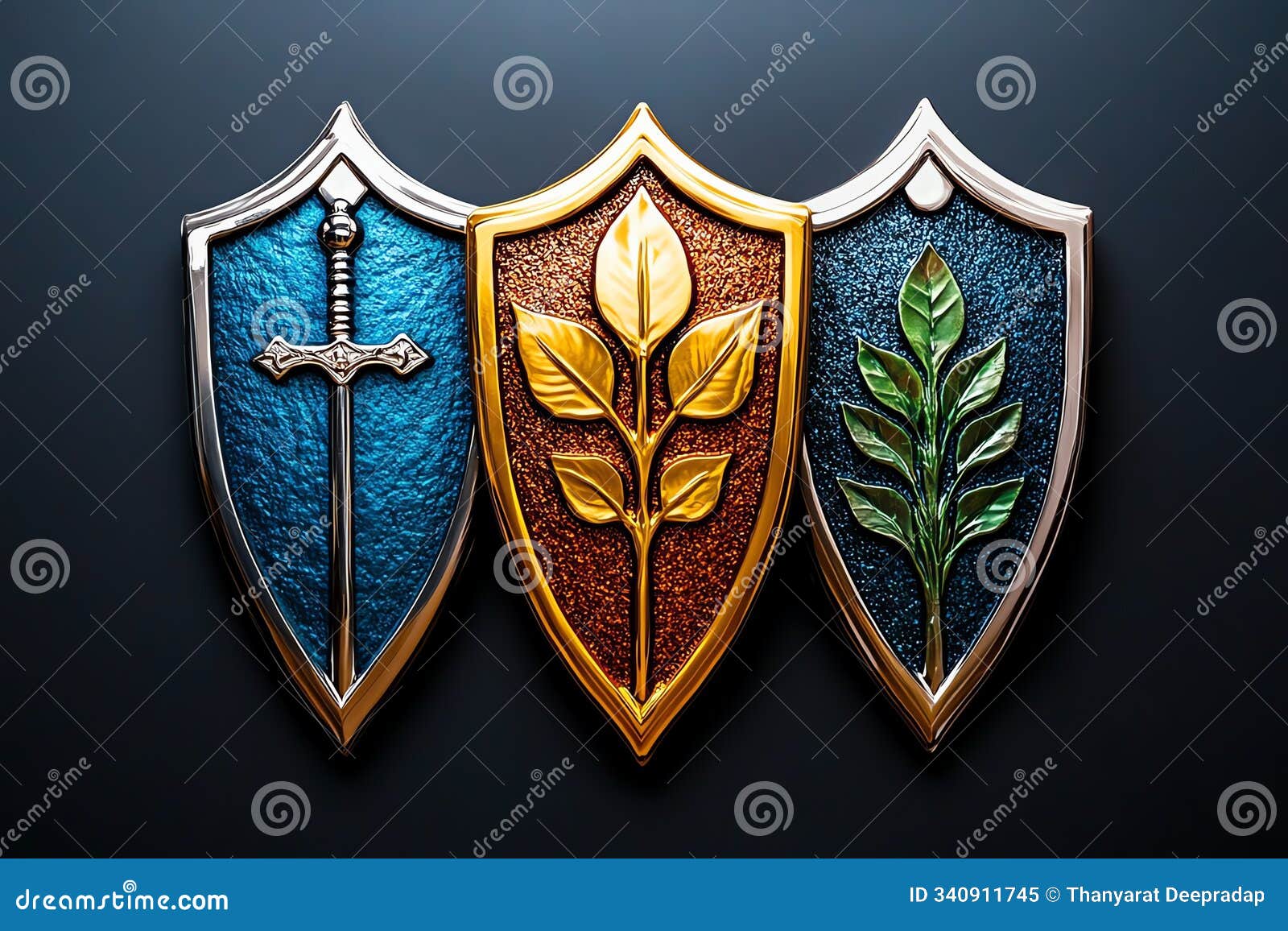 Heraldic Shield, Quartered Sections, Family Emblems Divide The History ...