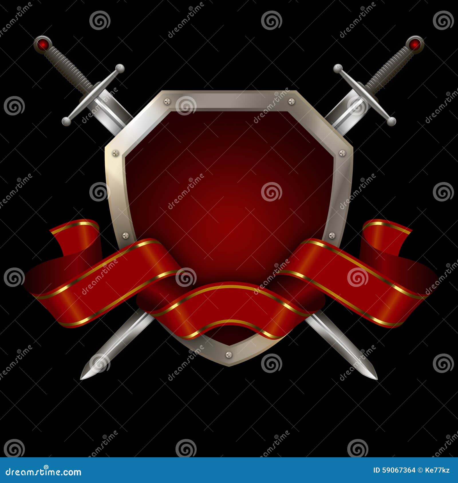Heraldic Shield with Ribbon and Swords. Stock Illustration ...
