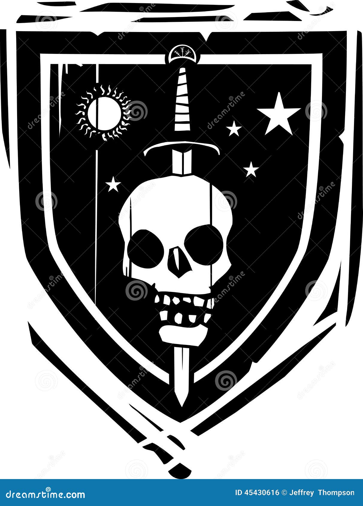 Heraldic Shield Sword and Skull Stock Vector - Illustration of battle ...