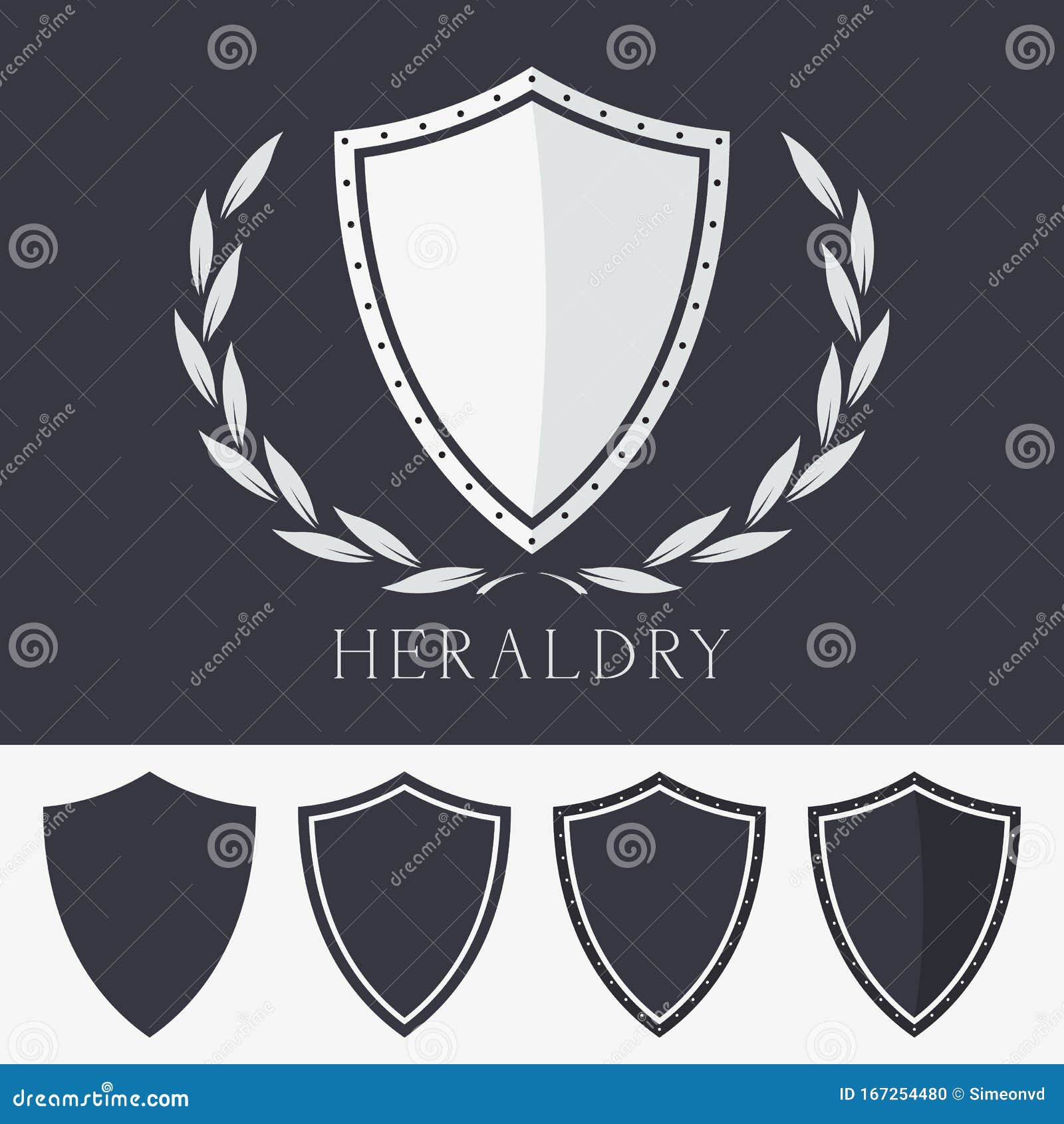 Heraldic Shield with Wreath Sign Vector Illustration. Symbol and Emblem ...