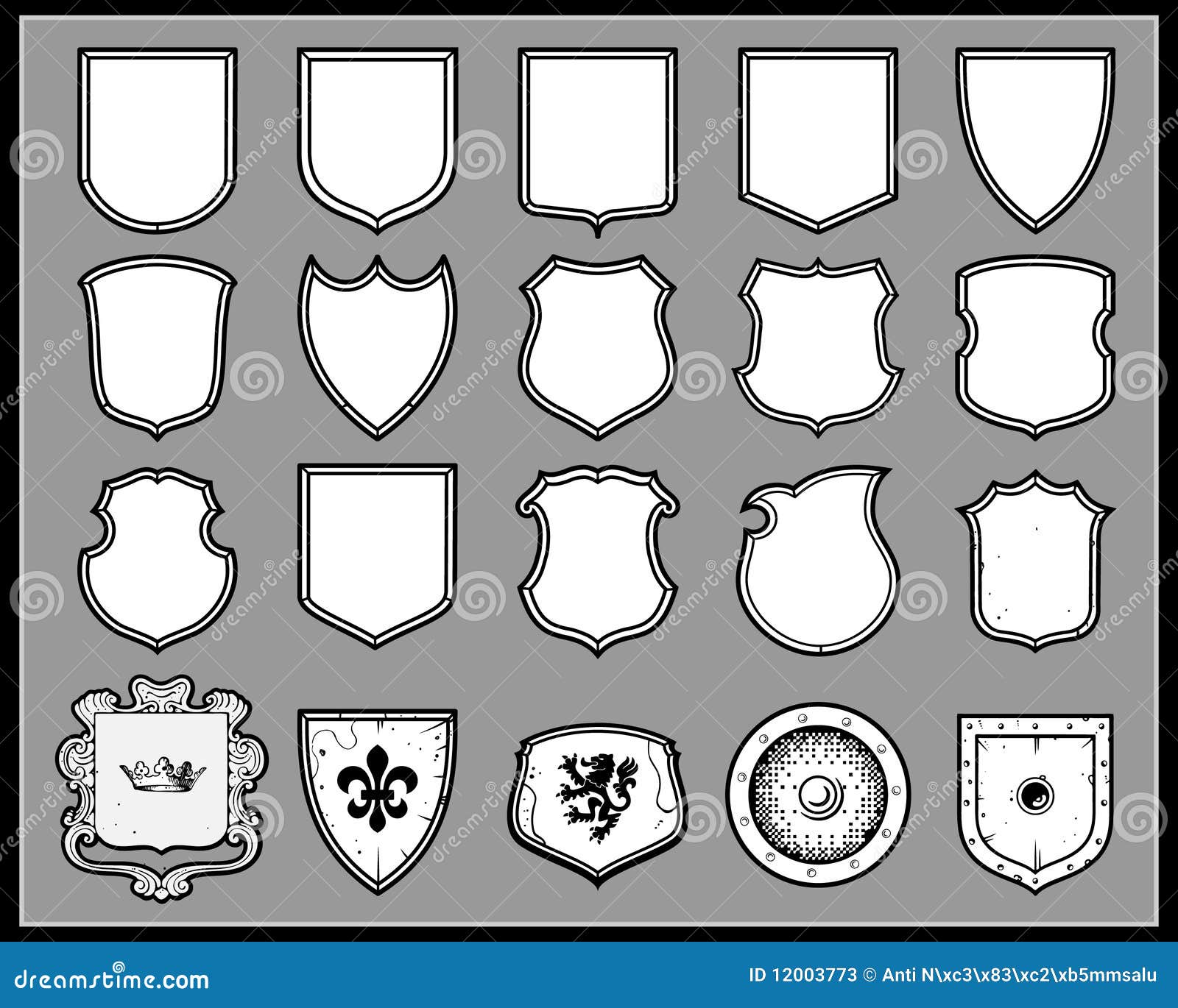 Heraldic Shields stock vector. Illustration of insignia - 12003773