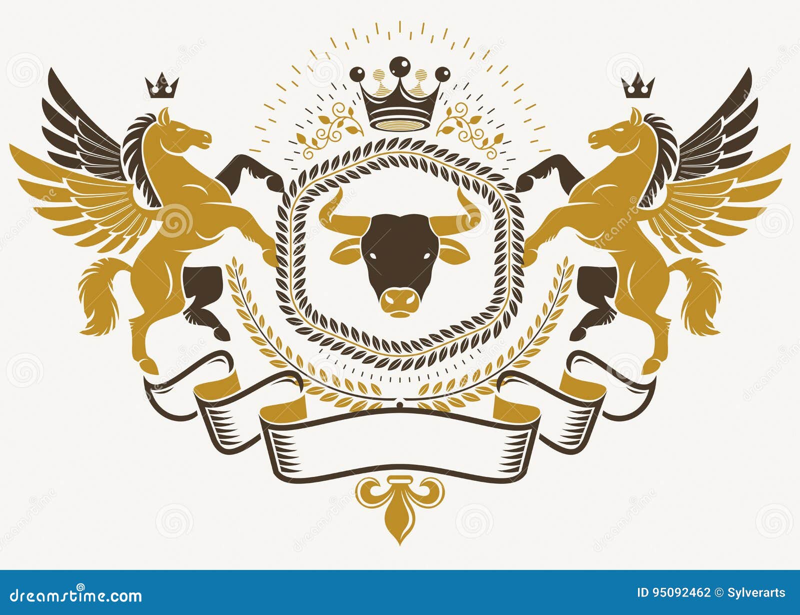 Heraldic Sign Created with Vector Elements Like Mythic Pegasus, Stock ...