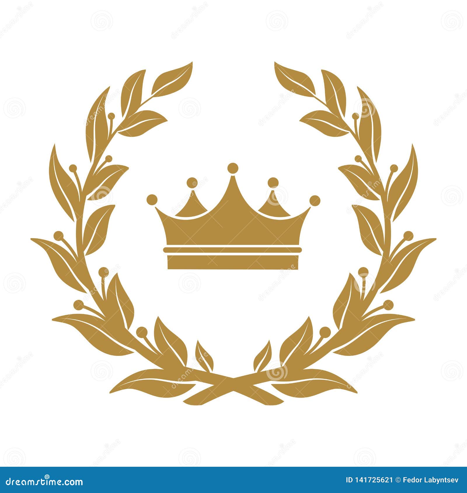 Heraldic Symbol Crown in Laurel Leaves Stock Vector - Illustration of ...