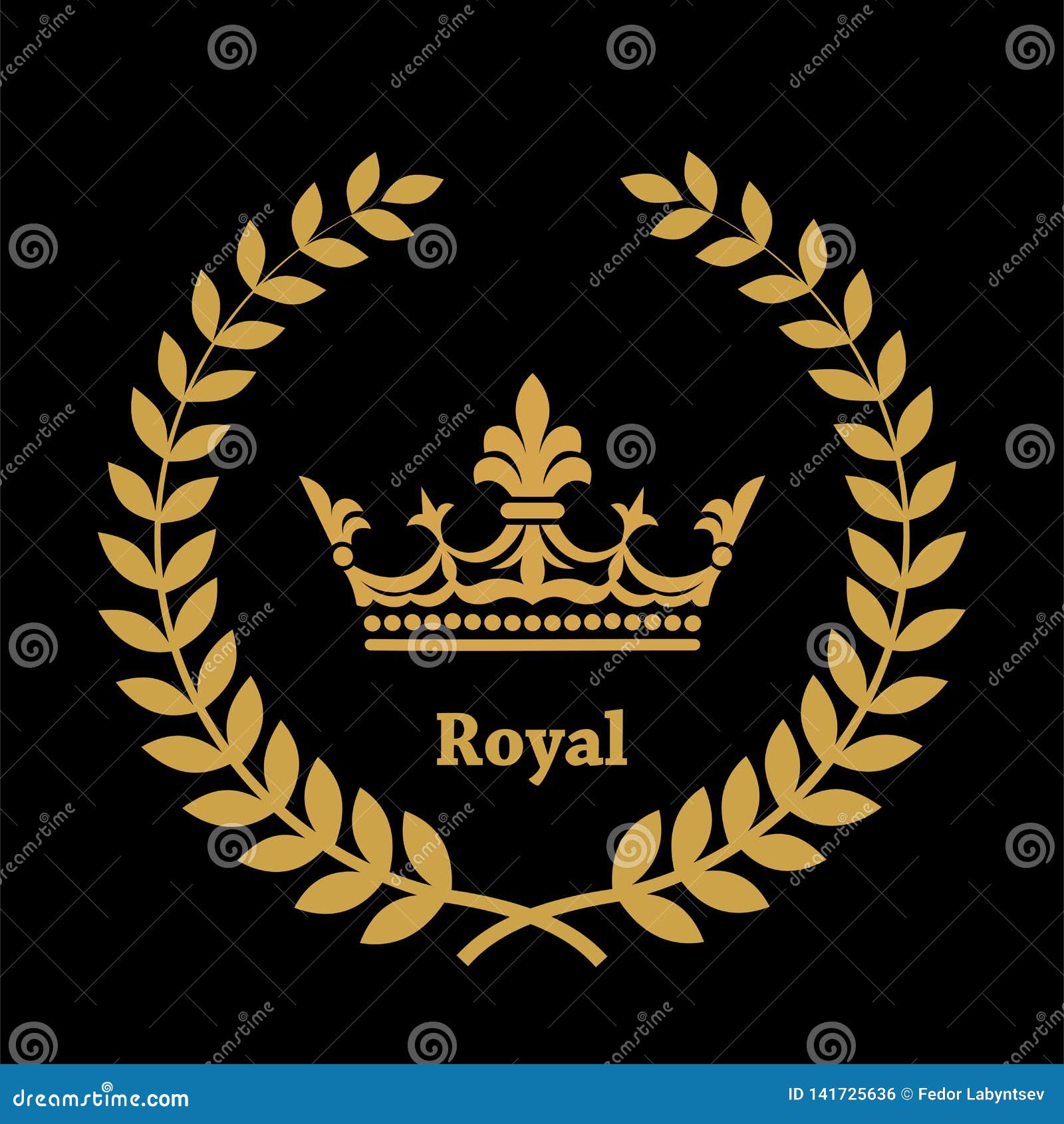 Heraldic Symbol Crown in Laurel Leaves Stock Vector - Illustration of ...