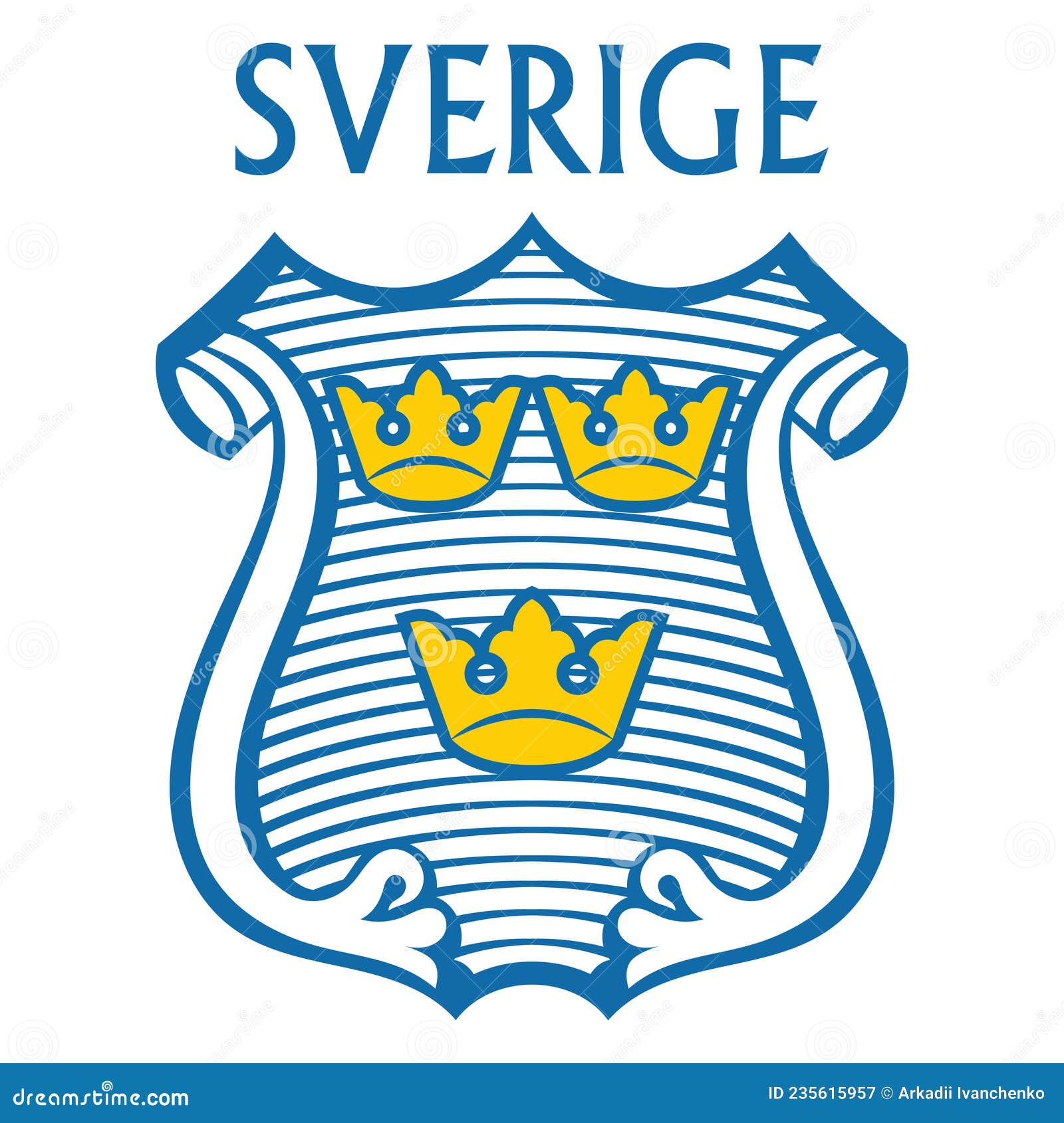 Heraldic Symbol of Sweden, Shield and Three Crowns Stock Vector ...