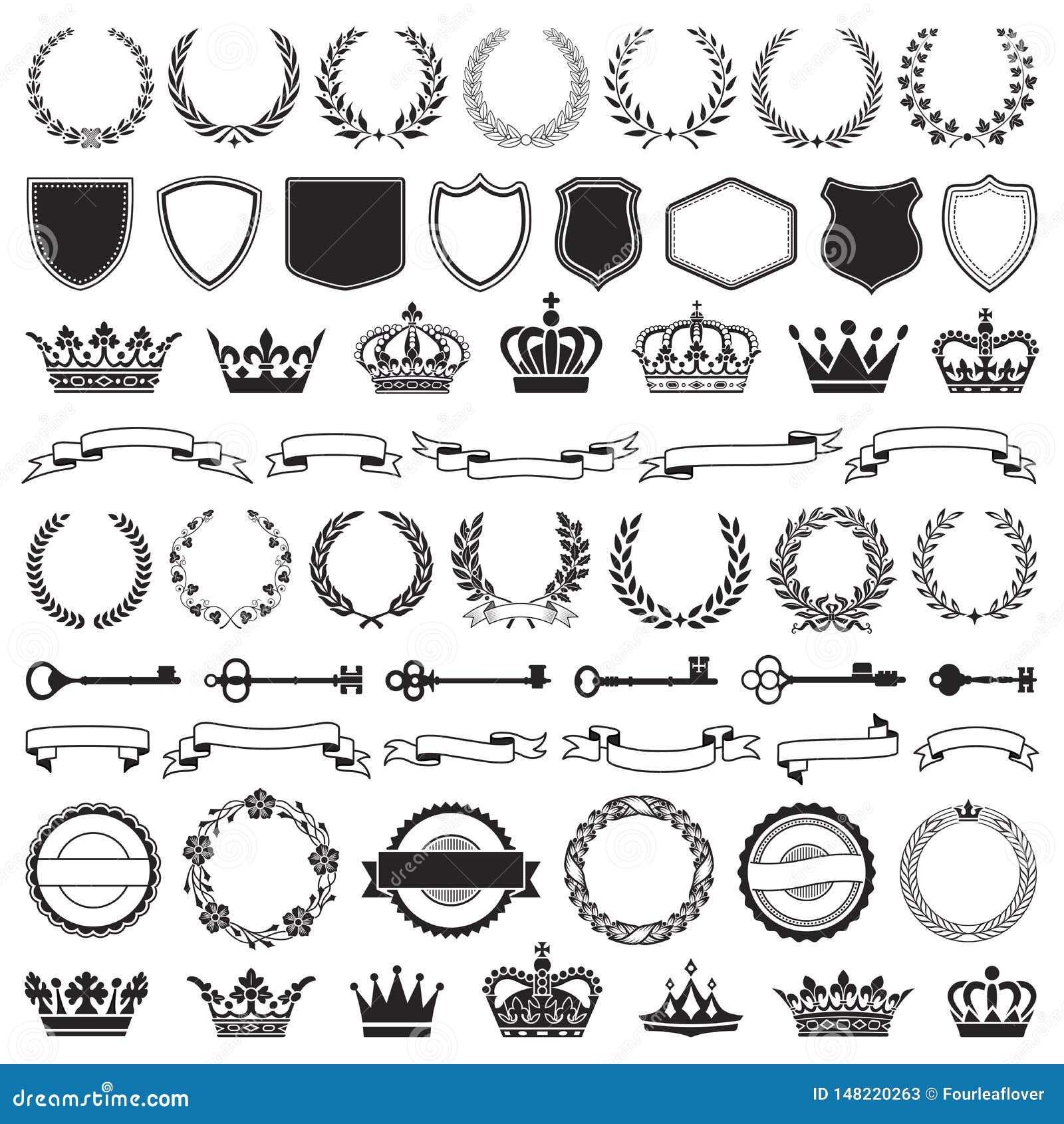 Heraldic Symbols and Elements Stock Vector - Illustration of decorative ... Heraldic Symbols and Elements Stock Vector - Illustration of decorative ...