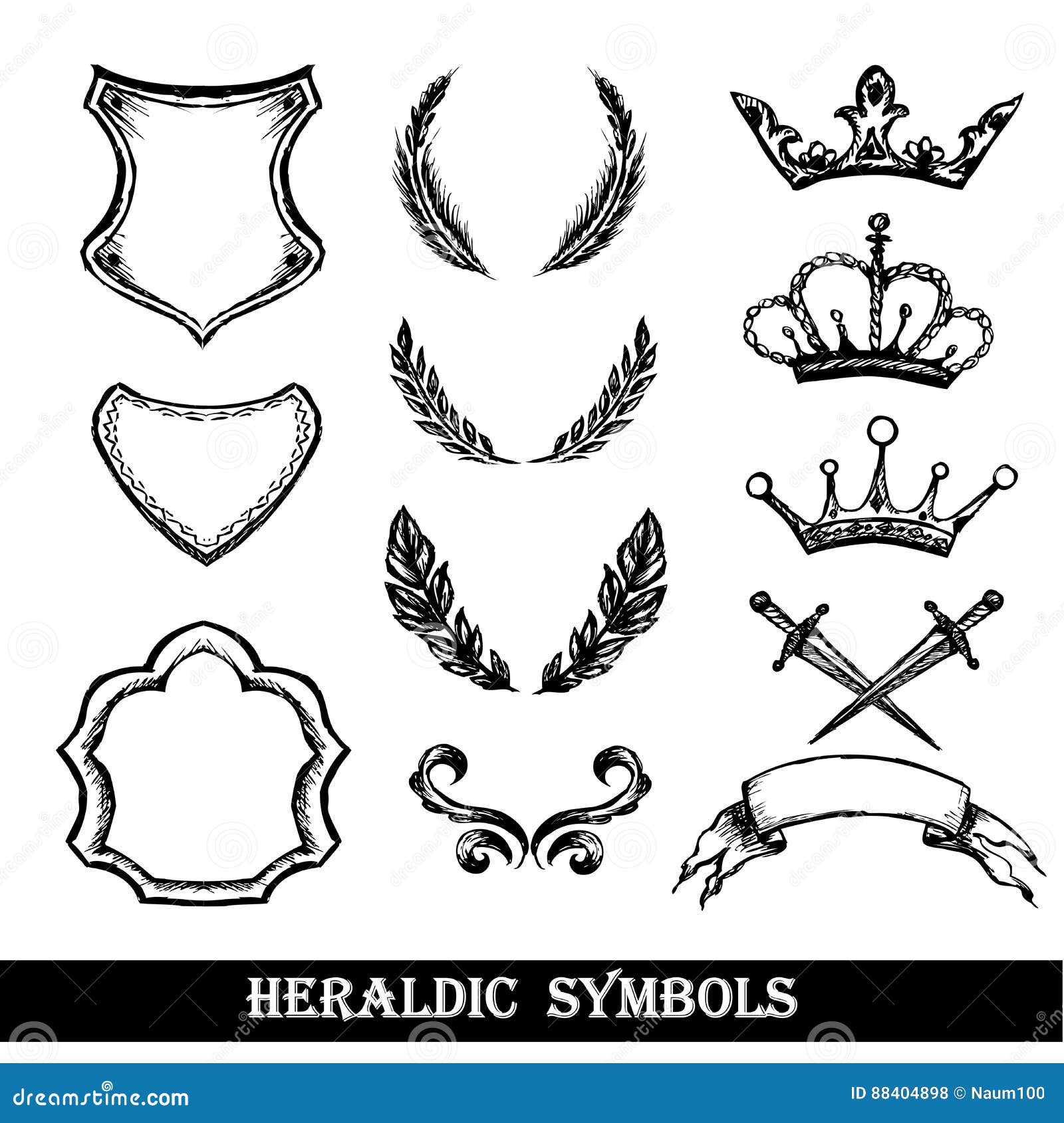 Heraldic Symbols, Hand Drawing Stock Vector - Illustration of ...