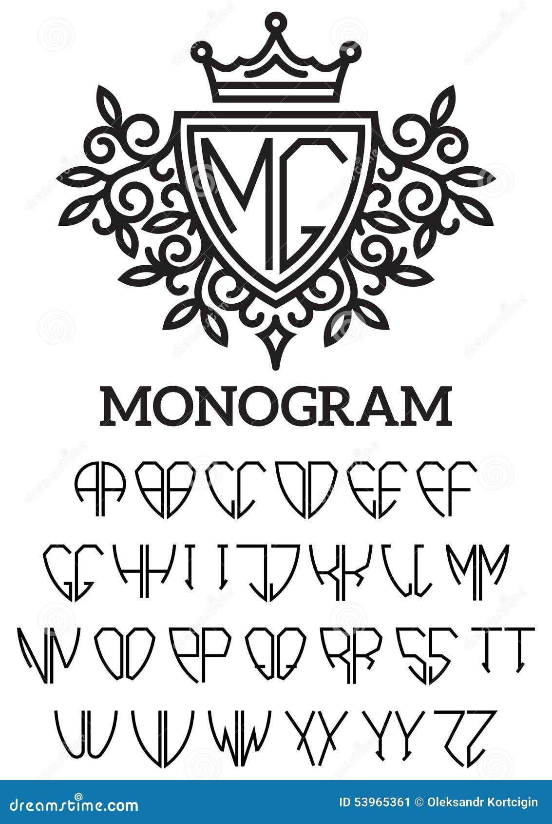 Heraldic Template Monogram with the Bilateral Alphabet Stock Vector ...