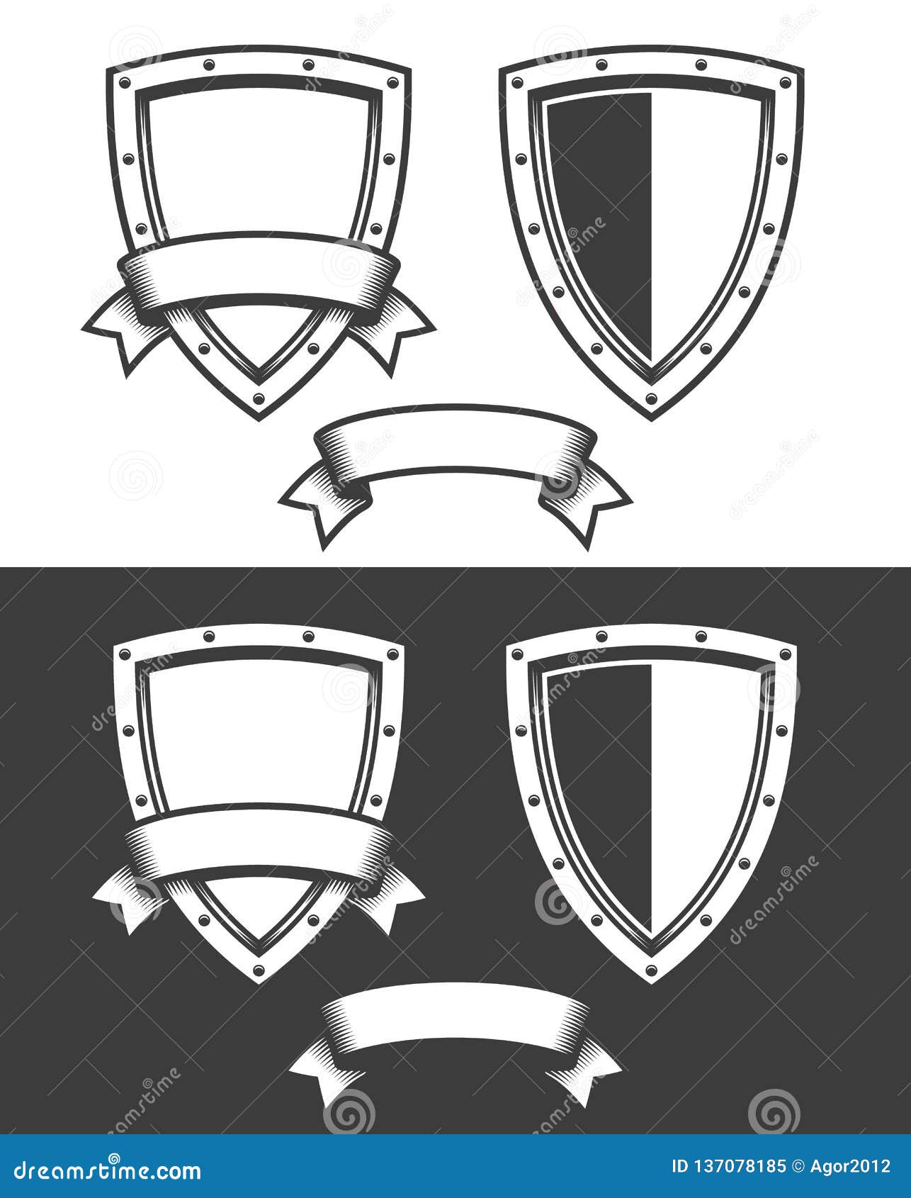 Heraldic Triangular Shield and Ribbon Stock Vector - Illustration of ...