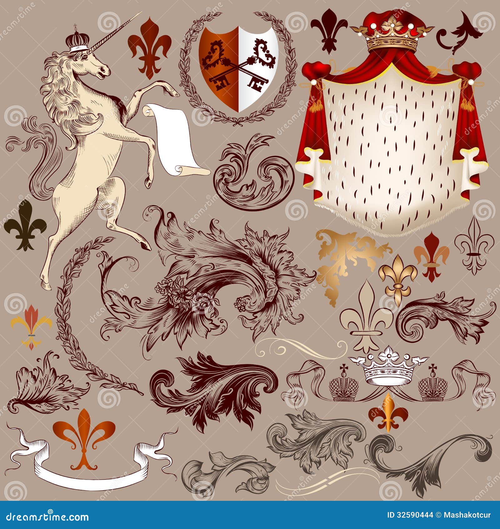 Heraldic Vector Set of Detailed Vintage Elements Stock Vector ...
