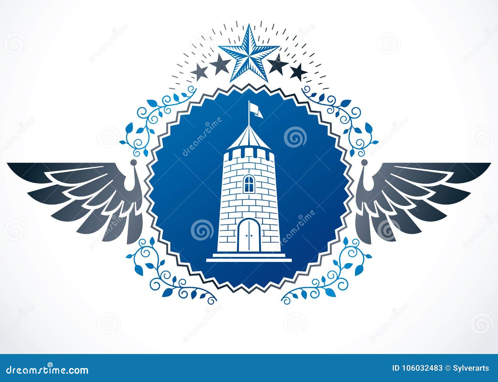 Heraldic Winged Emblem Isolated Vector Illustration Decorated Us Stock ...