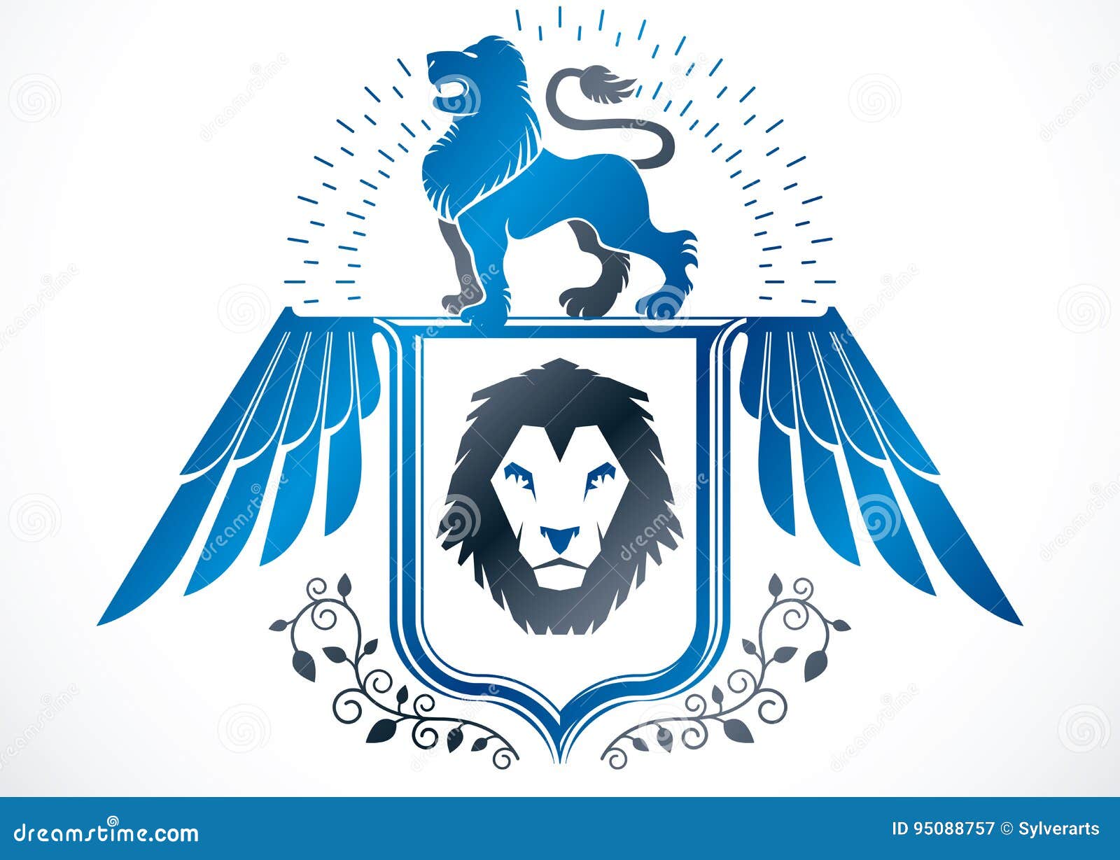 Heraldic Winged Sign Created Using Vector Vintage Elements Like Stock ...