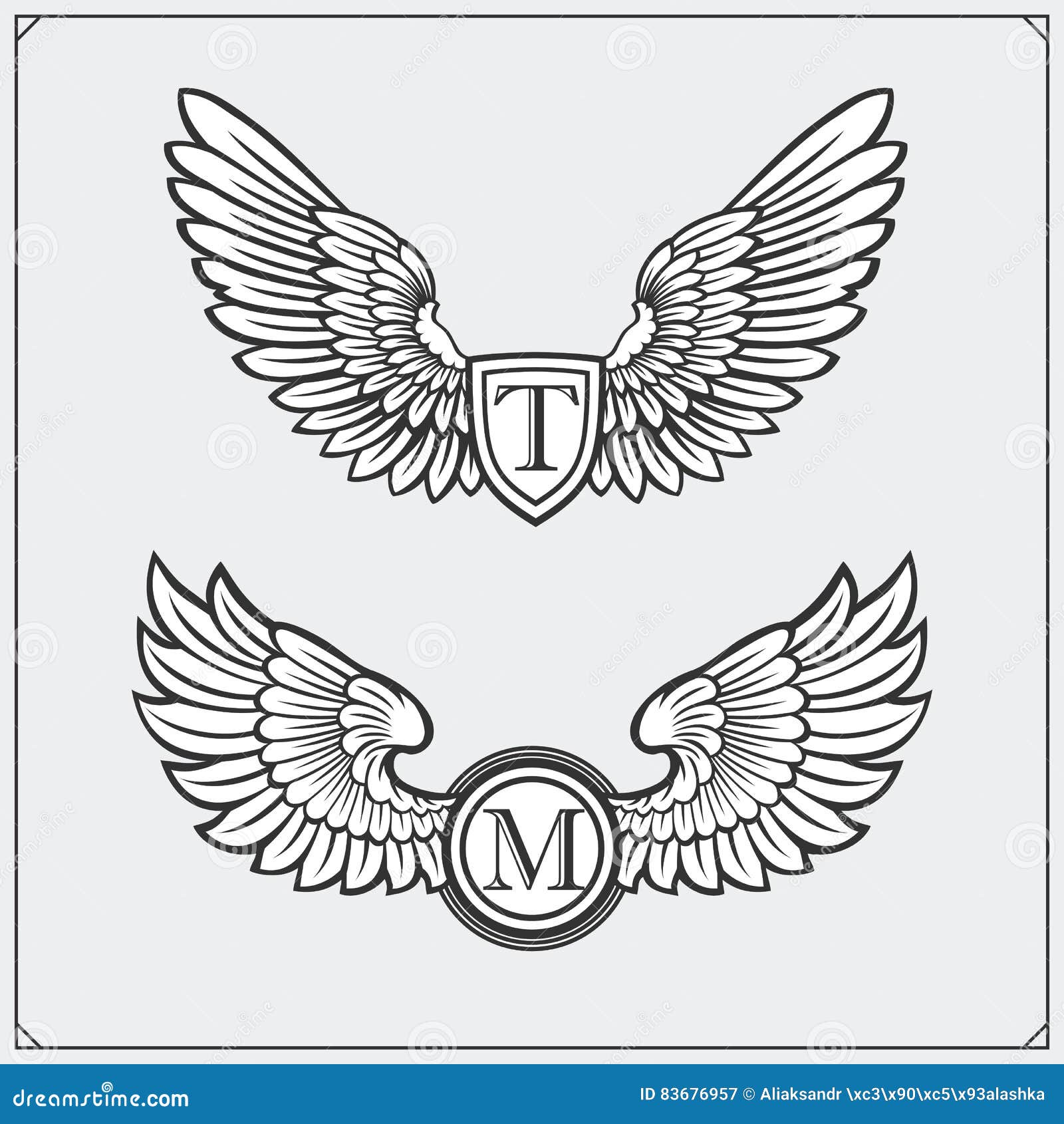 Heraldic Wings Set Design Elements Vector Illustration Stock Vector