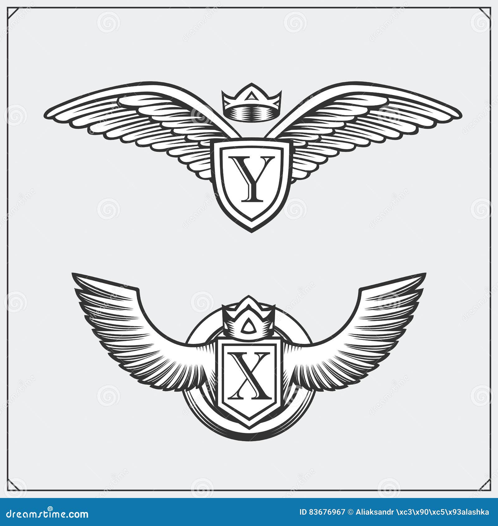 Heraldic Wings Set. Design Elements. Vector Illustration Stock Vector ...