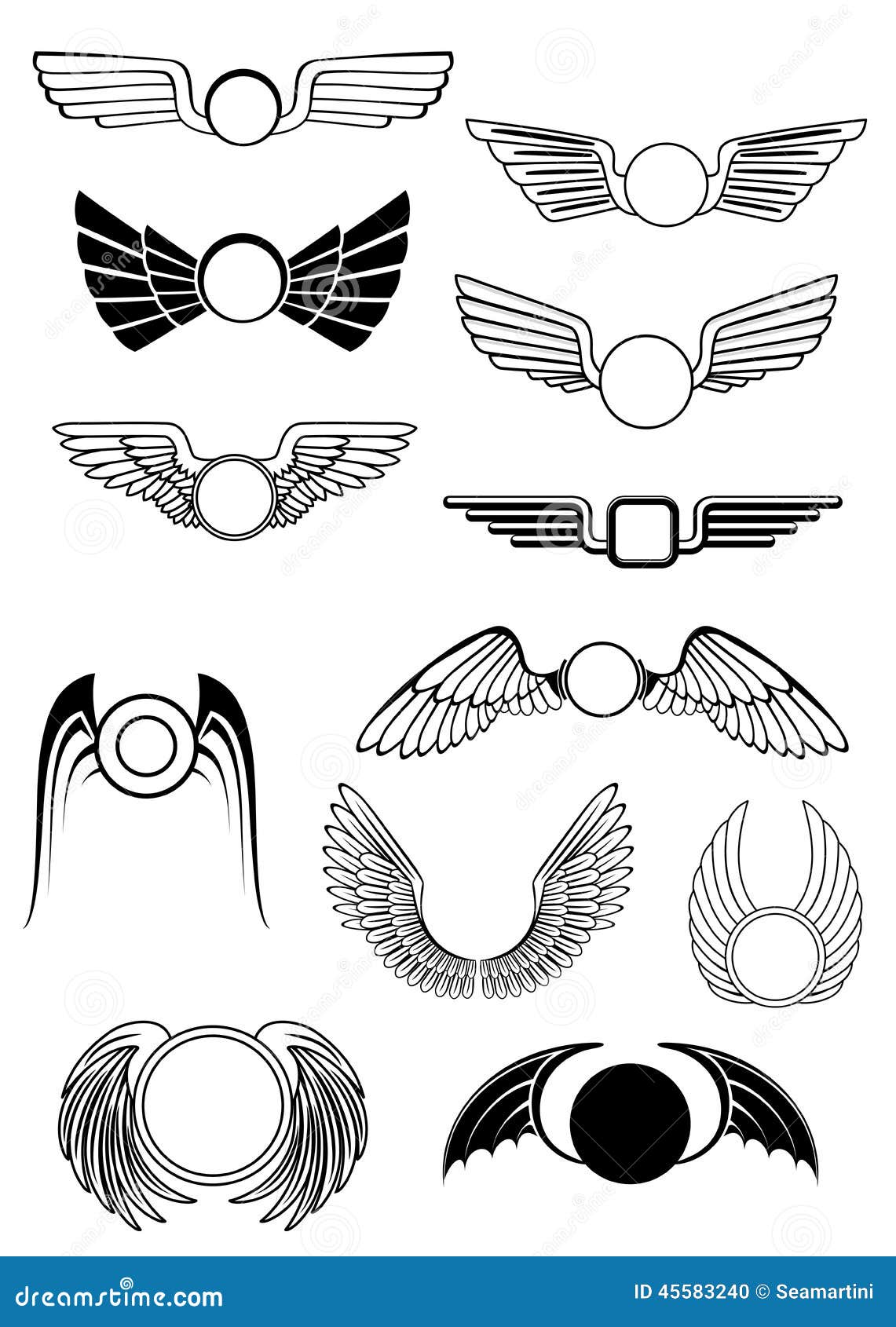Heraldic wings set stock vector. Illustration of event - 45583240