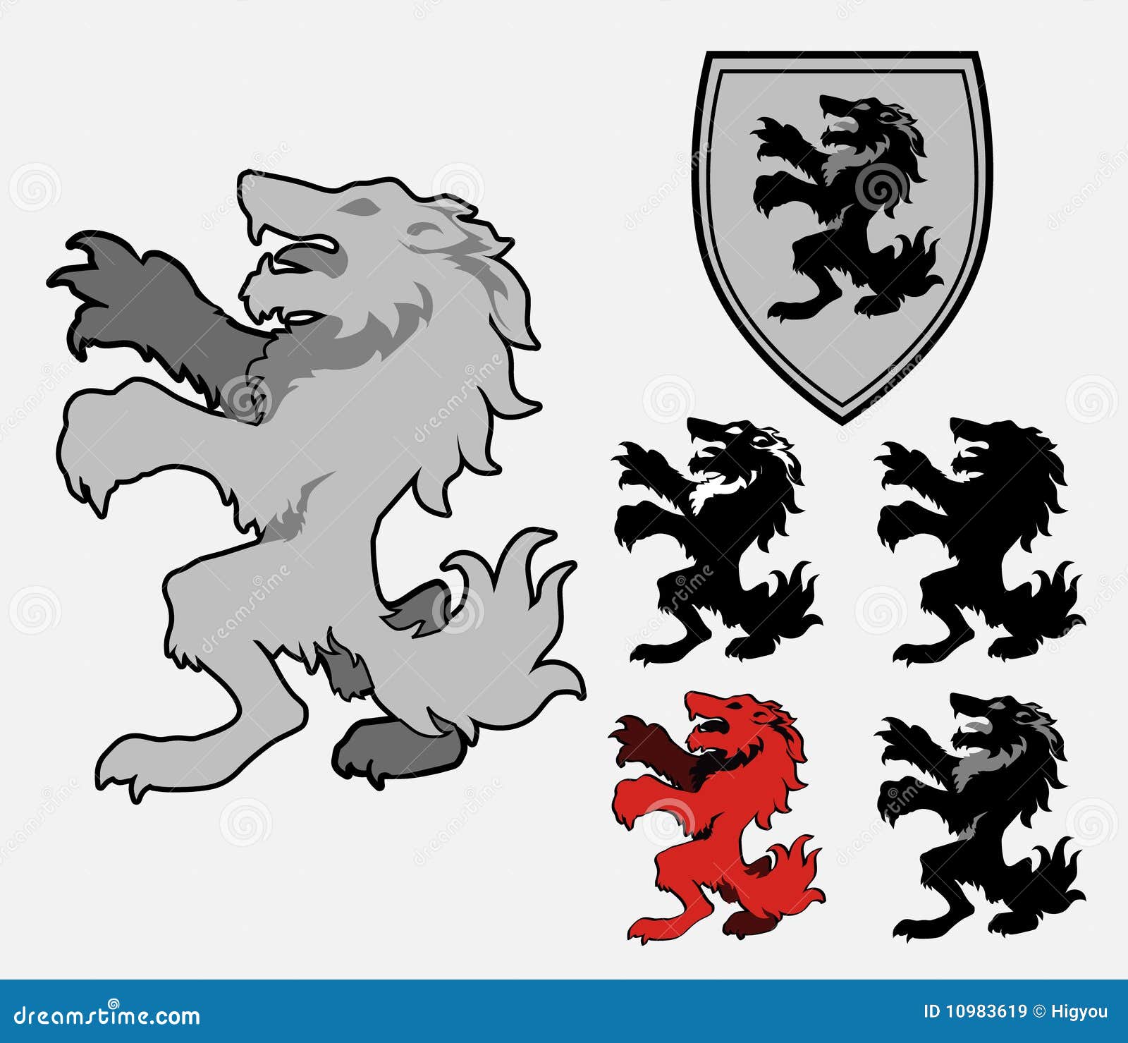 Heraldic Wolf stock vector. Illustration of aggressive - 10983619