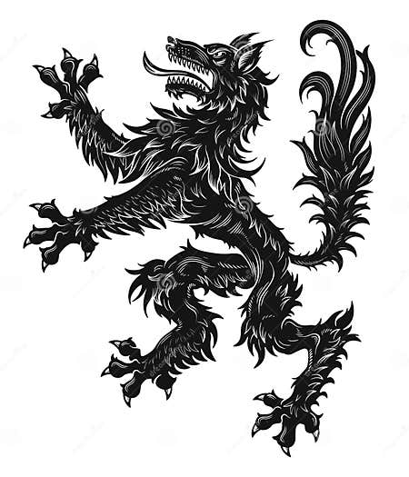 Heraldic wolf black stock vector. Illustration of beast - 162271280