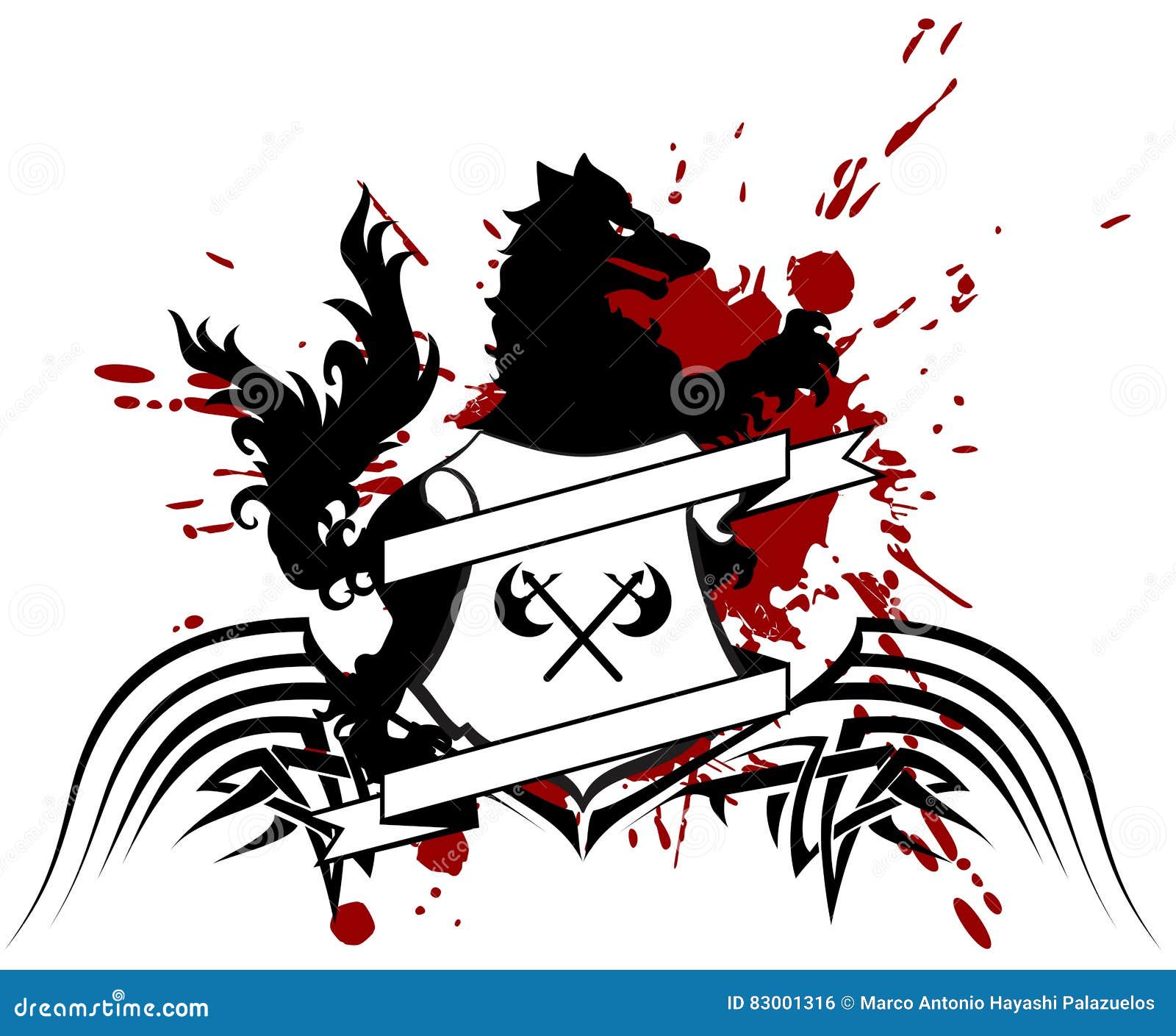 Heraldic Wolf Coat of Arms Crest Tattoo Stock Vector - Illustration of ...