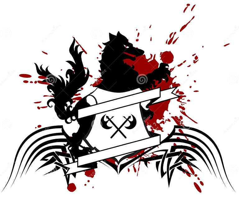 Heraldic Wolf Coat of Arms Crest Tattoo Stock Vector - Illustration of ...