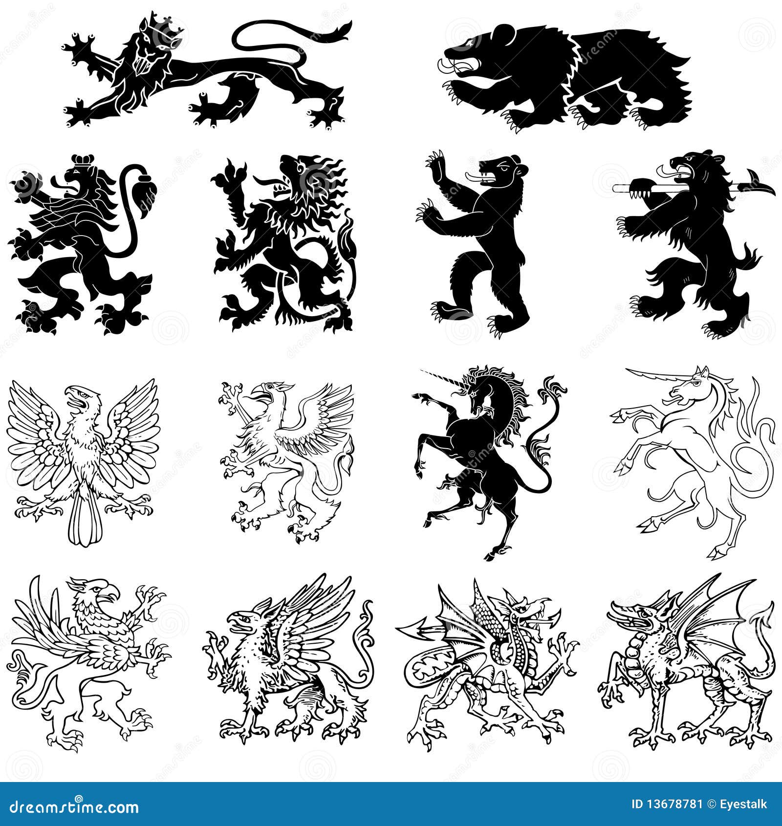 Heraldry Animals stock vector. Illustration of griffin - 13678781