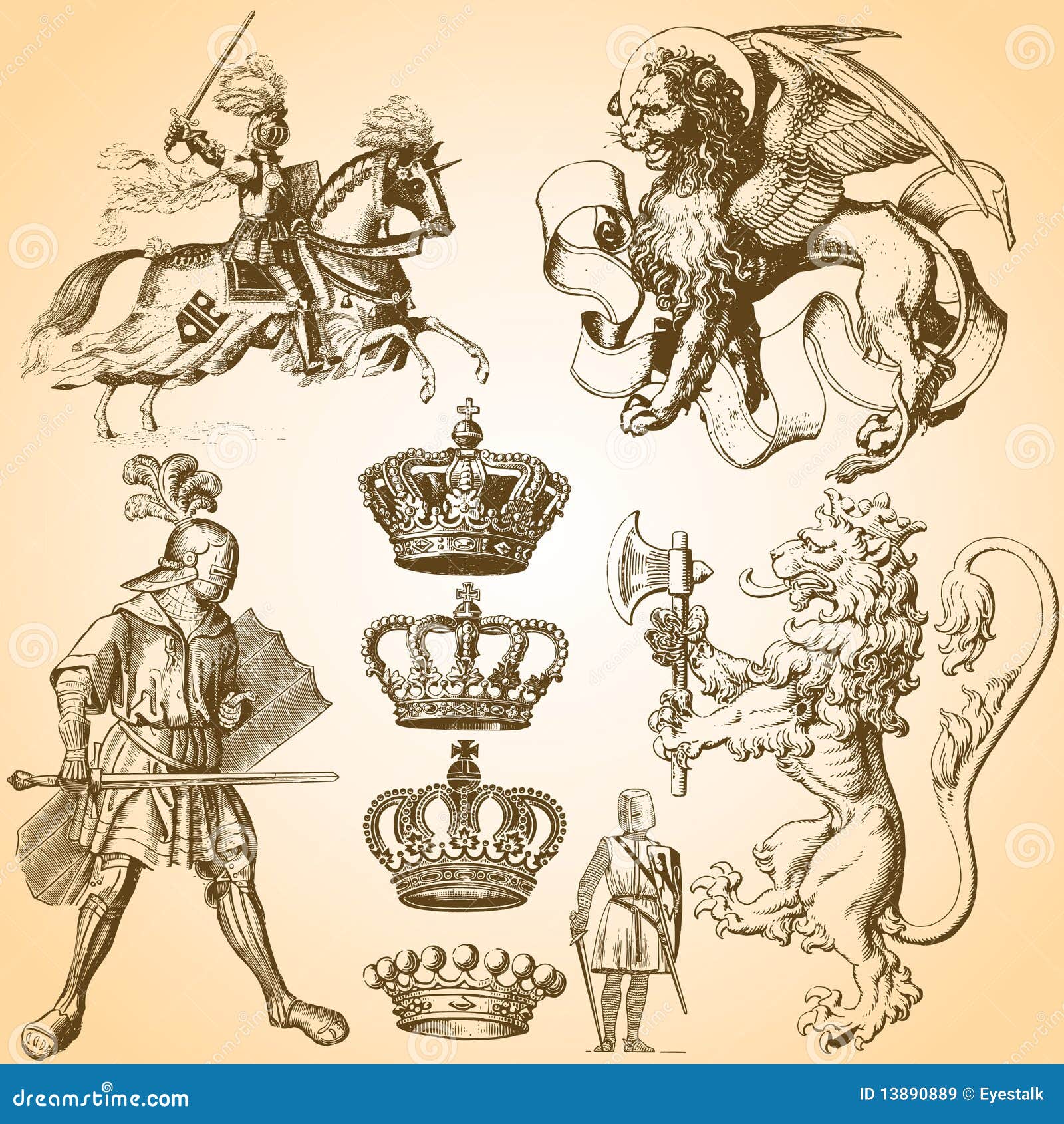 Heraldry Art Set 1 stock vector. Illustration of isolated - 13890889