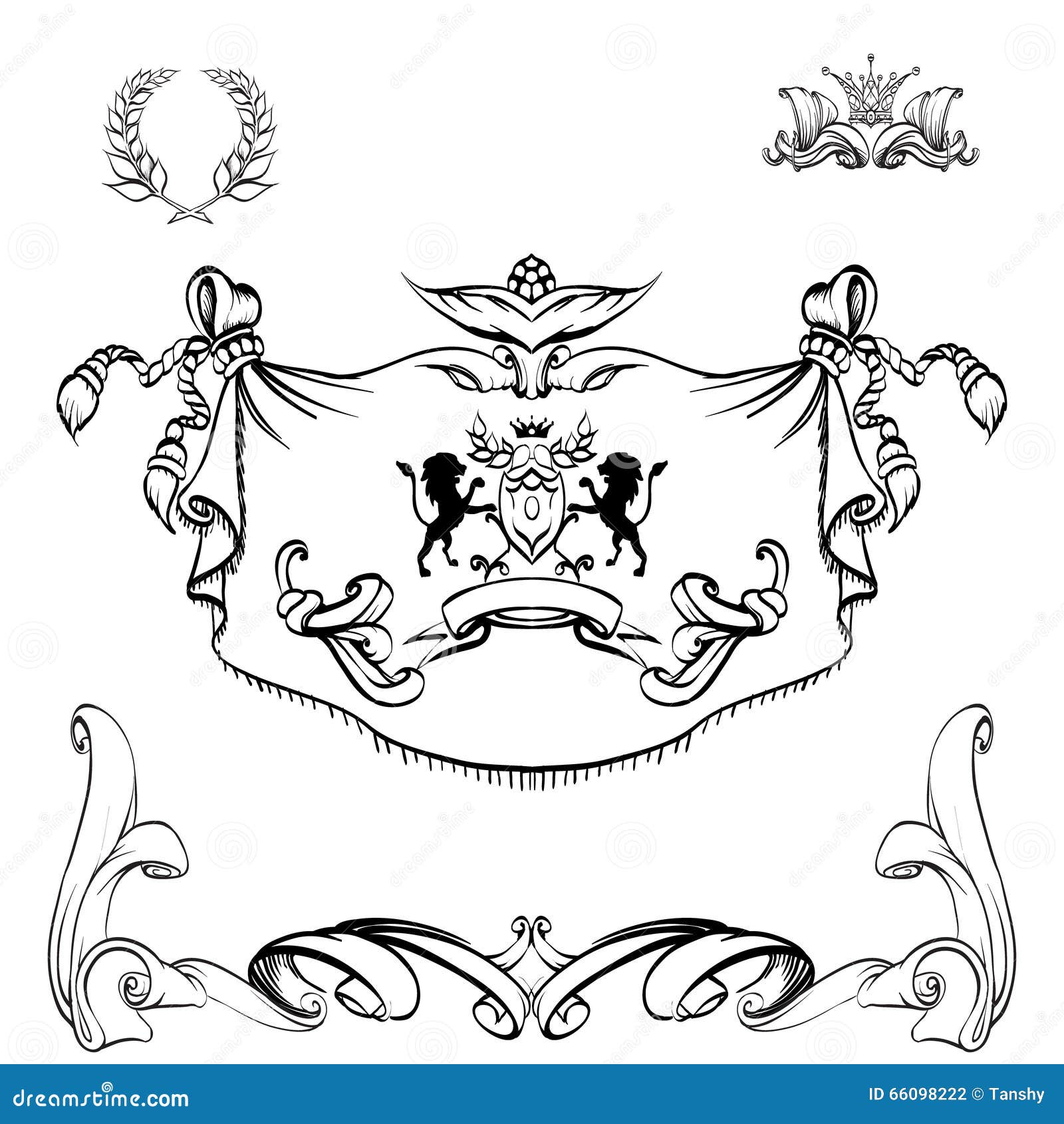 Heraldry Background for the Logo, Emblem, Lion and Shield Cloth, Crown ...