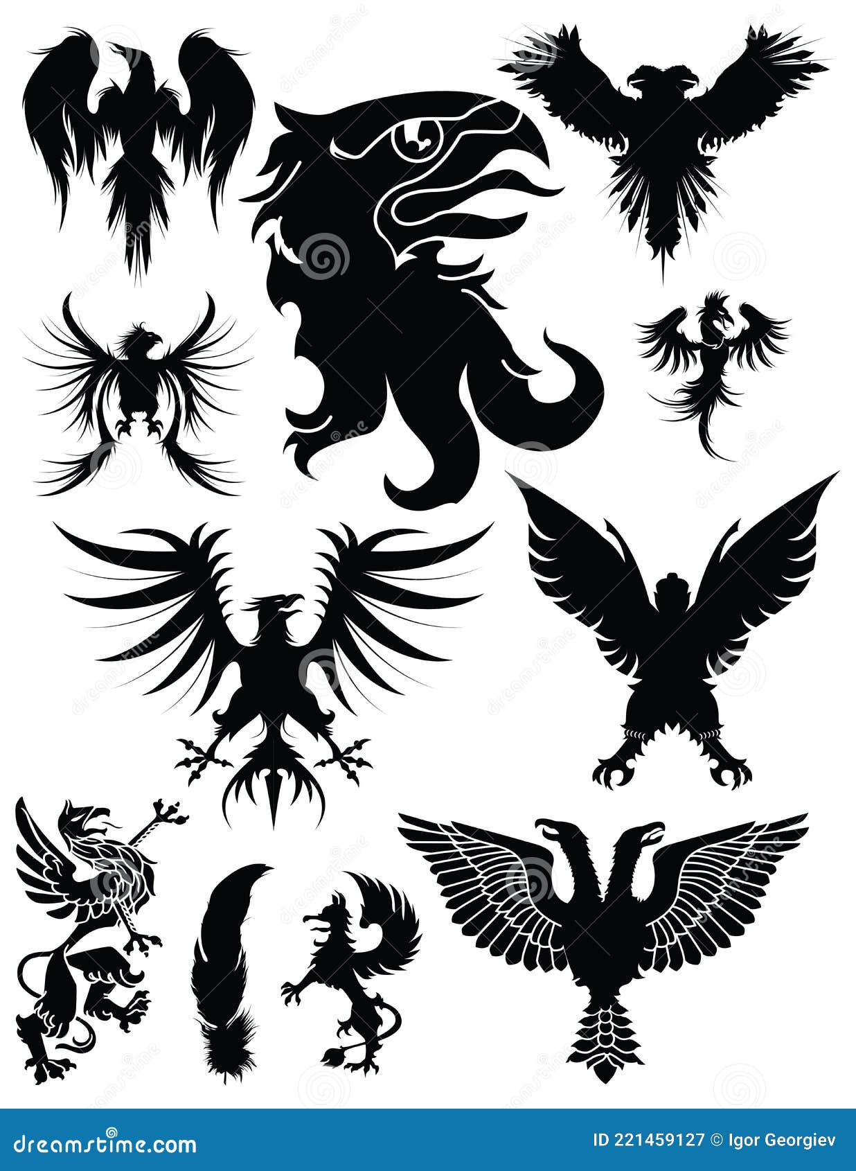 Heraldry Birds Vector Illustration Set Poster Template Stock Vector ...