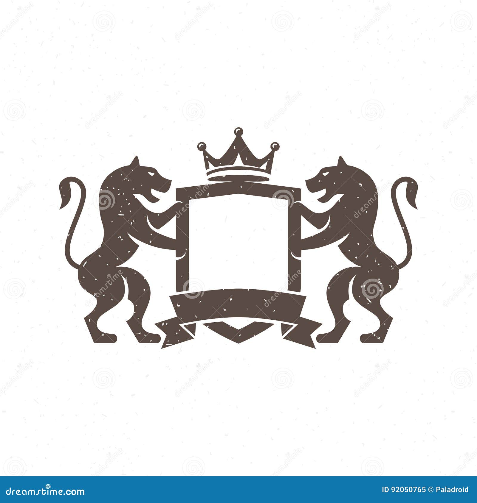 Heraldry Cat Silhouette Logo Stock Vector - Illustration of chivalry ...