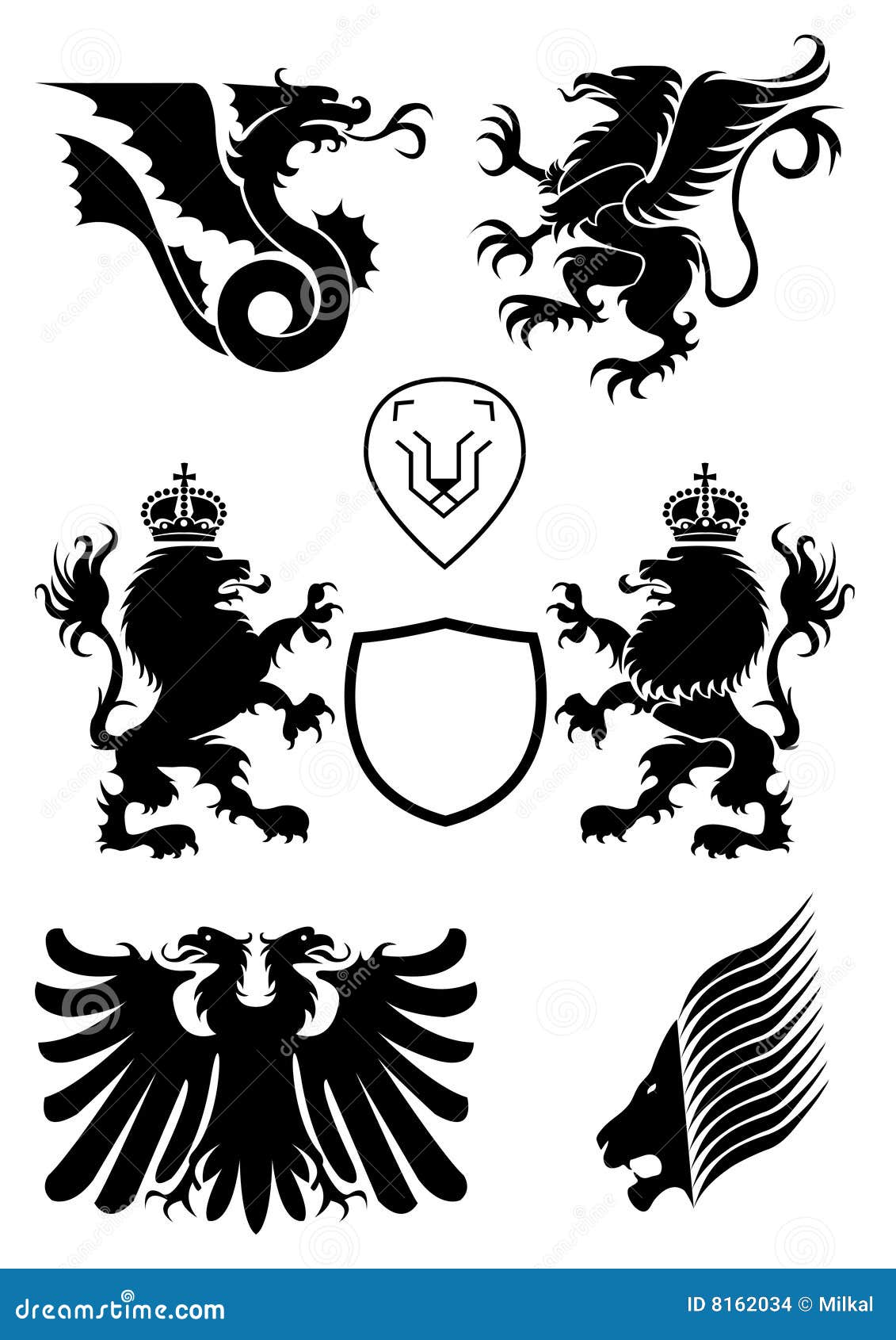 Heraldry design elements stock vector. Illustration of shield - 8162034