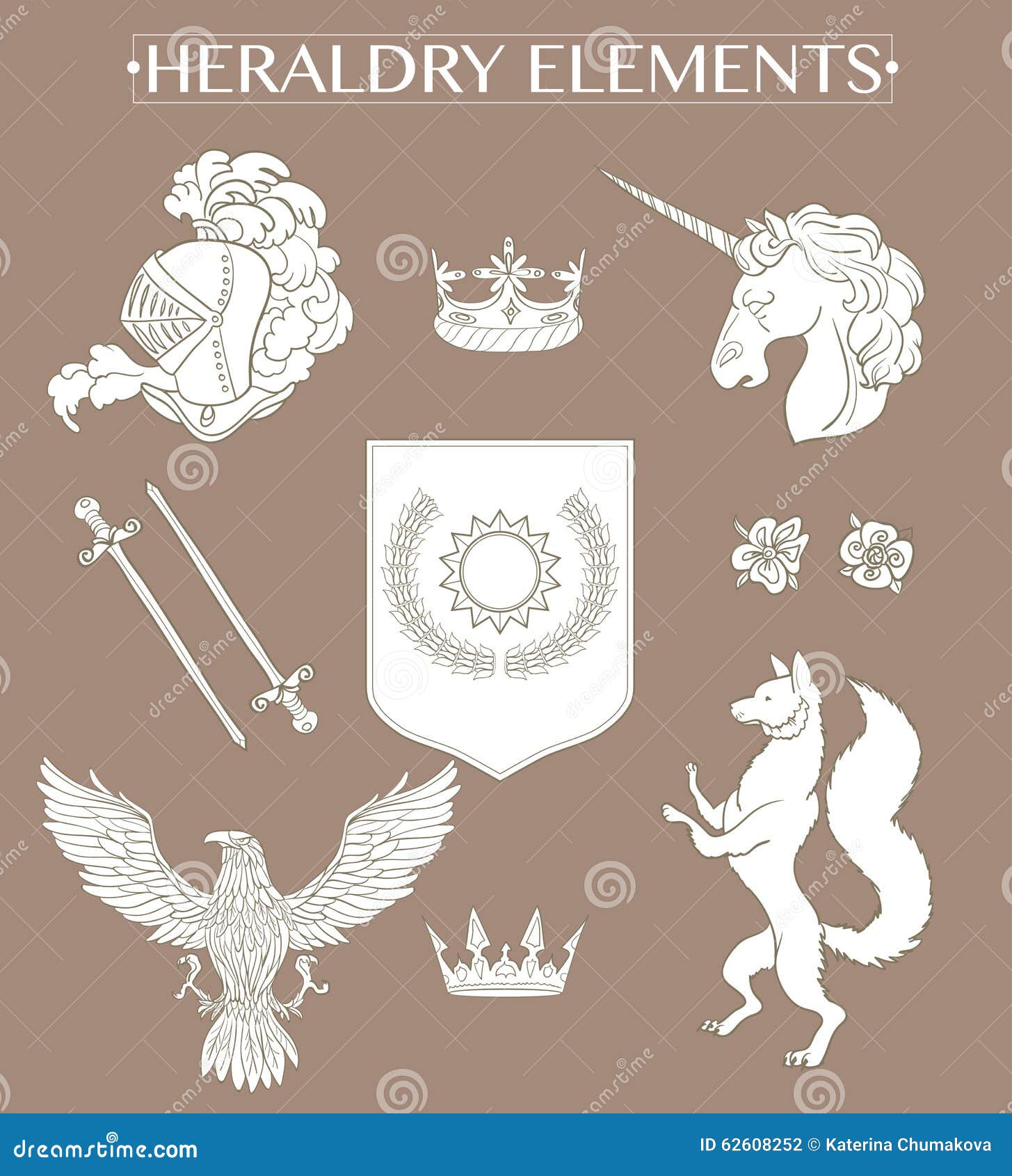 Heraldry Elements Collection Stock Vector - Illustration of antique ...