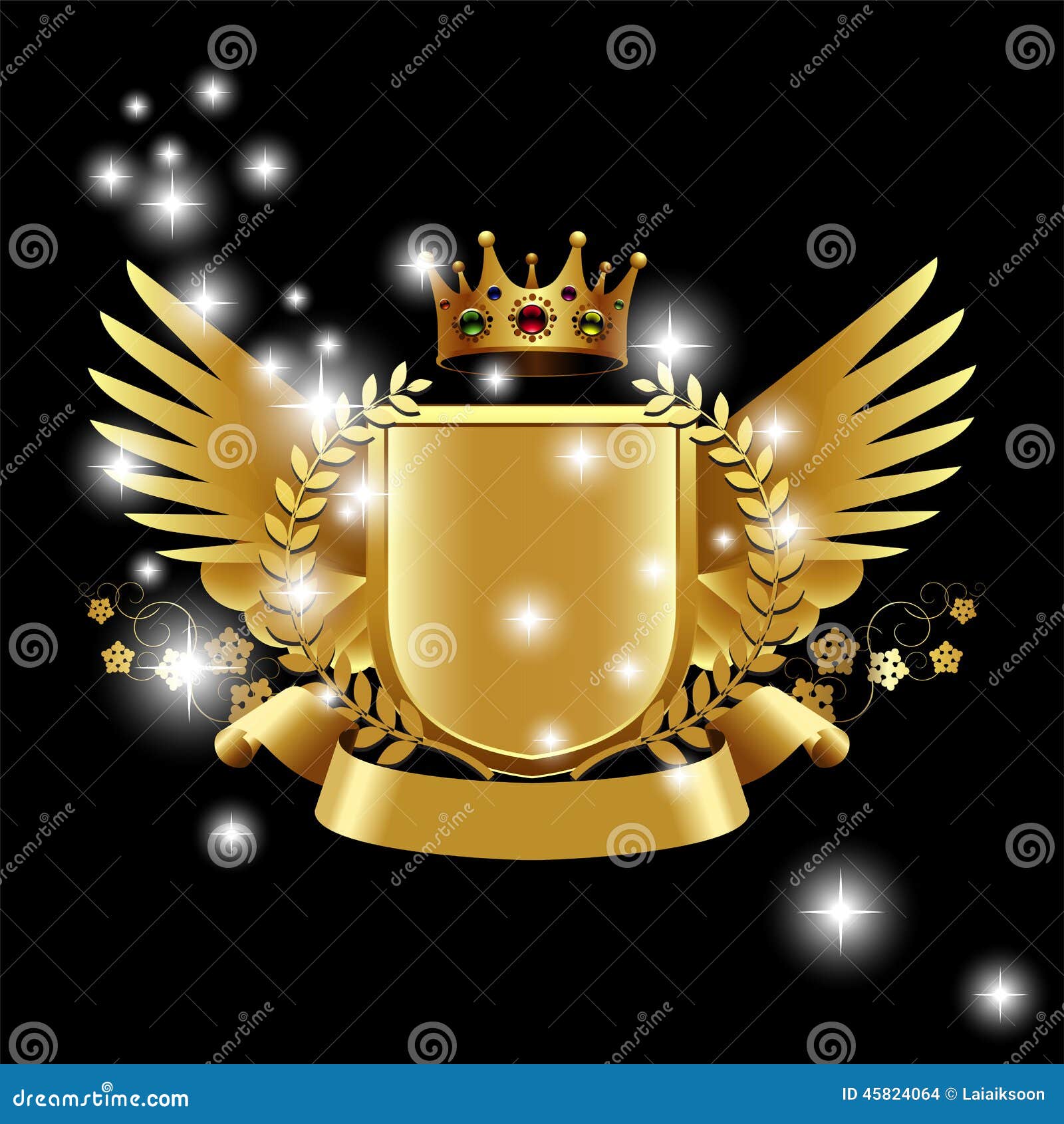 Heraldry Elements with Wings and Ribbons for Design Stock Vector ...