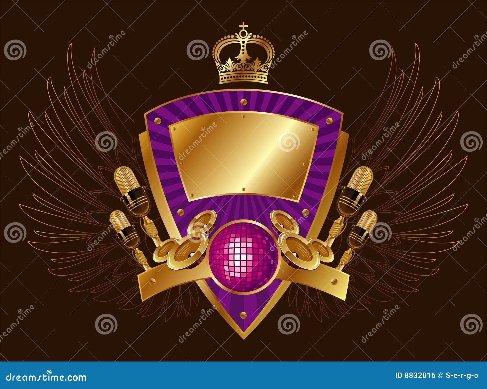 Heraldry musical shield stock vector. Illustration of loudspeakers ...