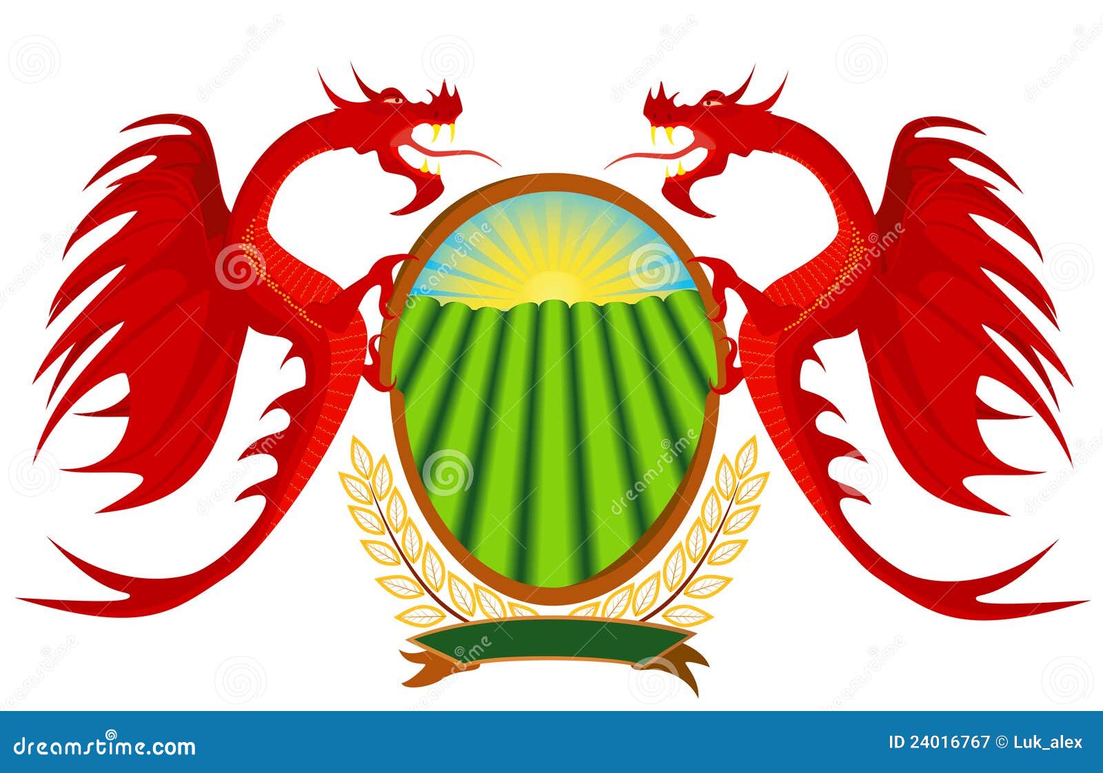 Heraldry, Red Dragons Holding a Shield. Stock Vector - Illustration of ...