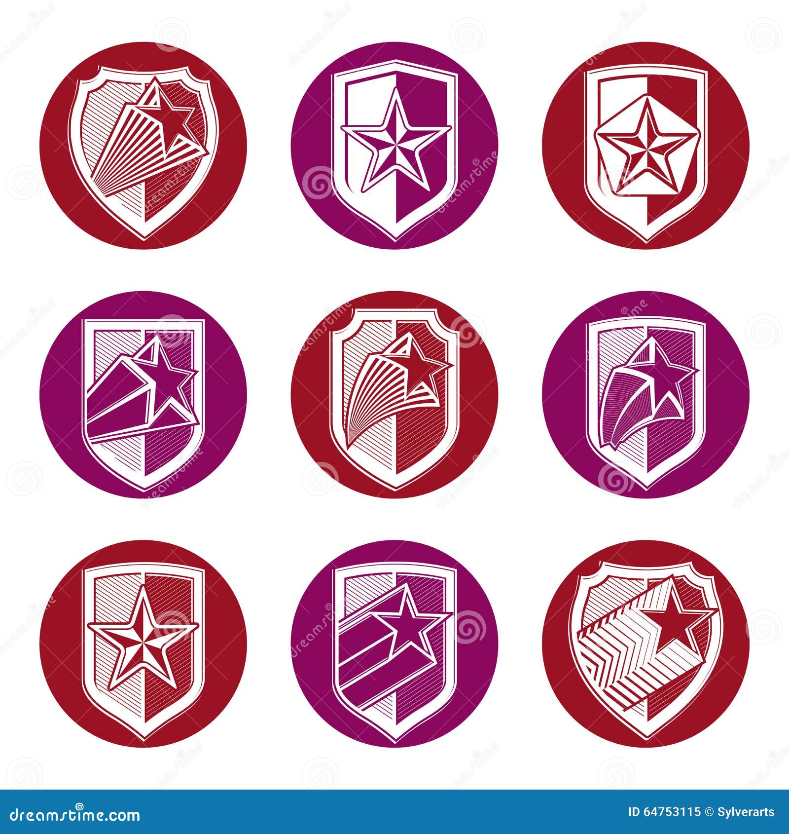 Heraldry, Set Of Military Forces Emblems. Detailed Vector Shield ...