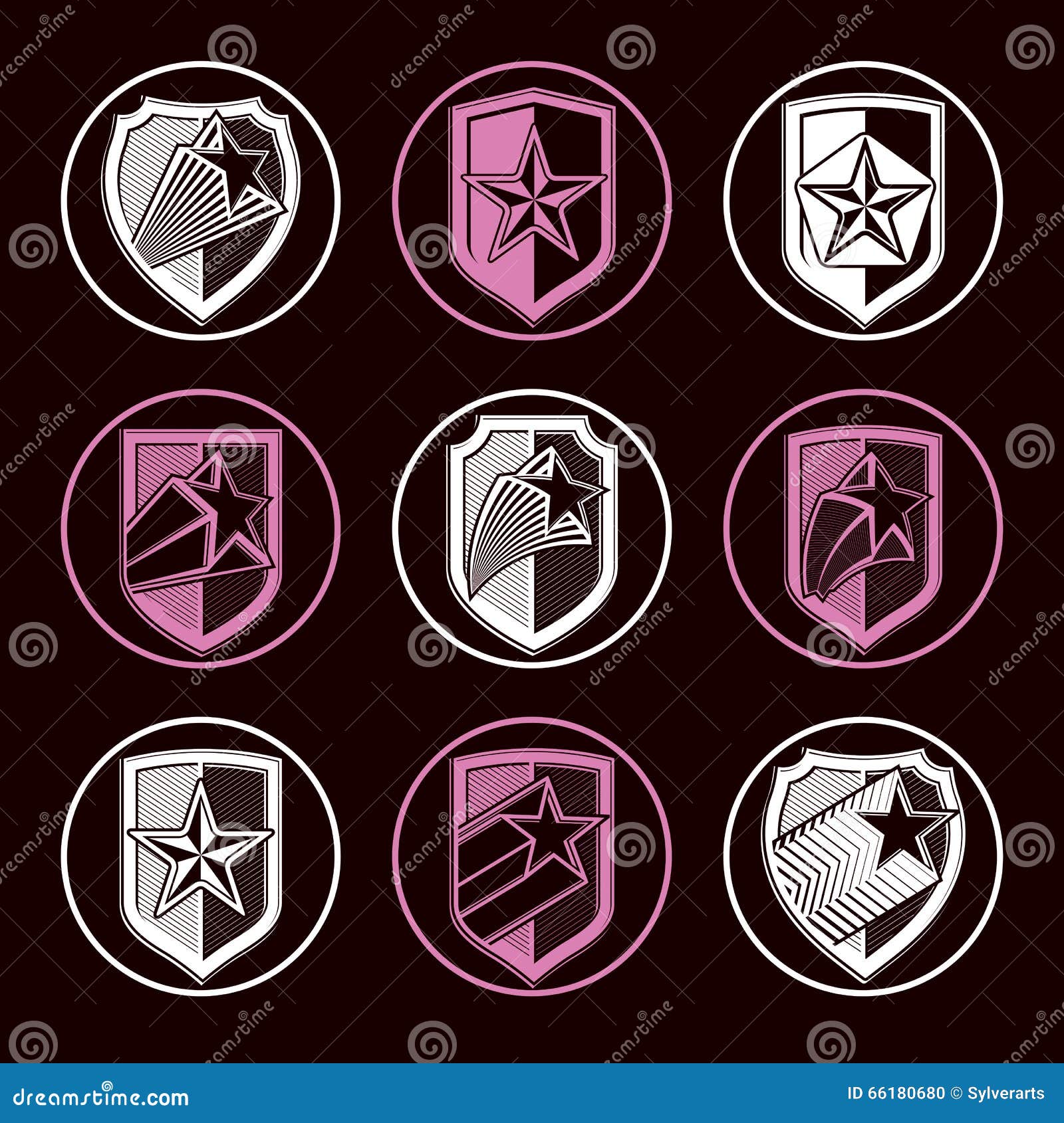 Heraldry, Set Of Military Forces Emblems. Detailed Vector Shield ...